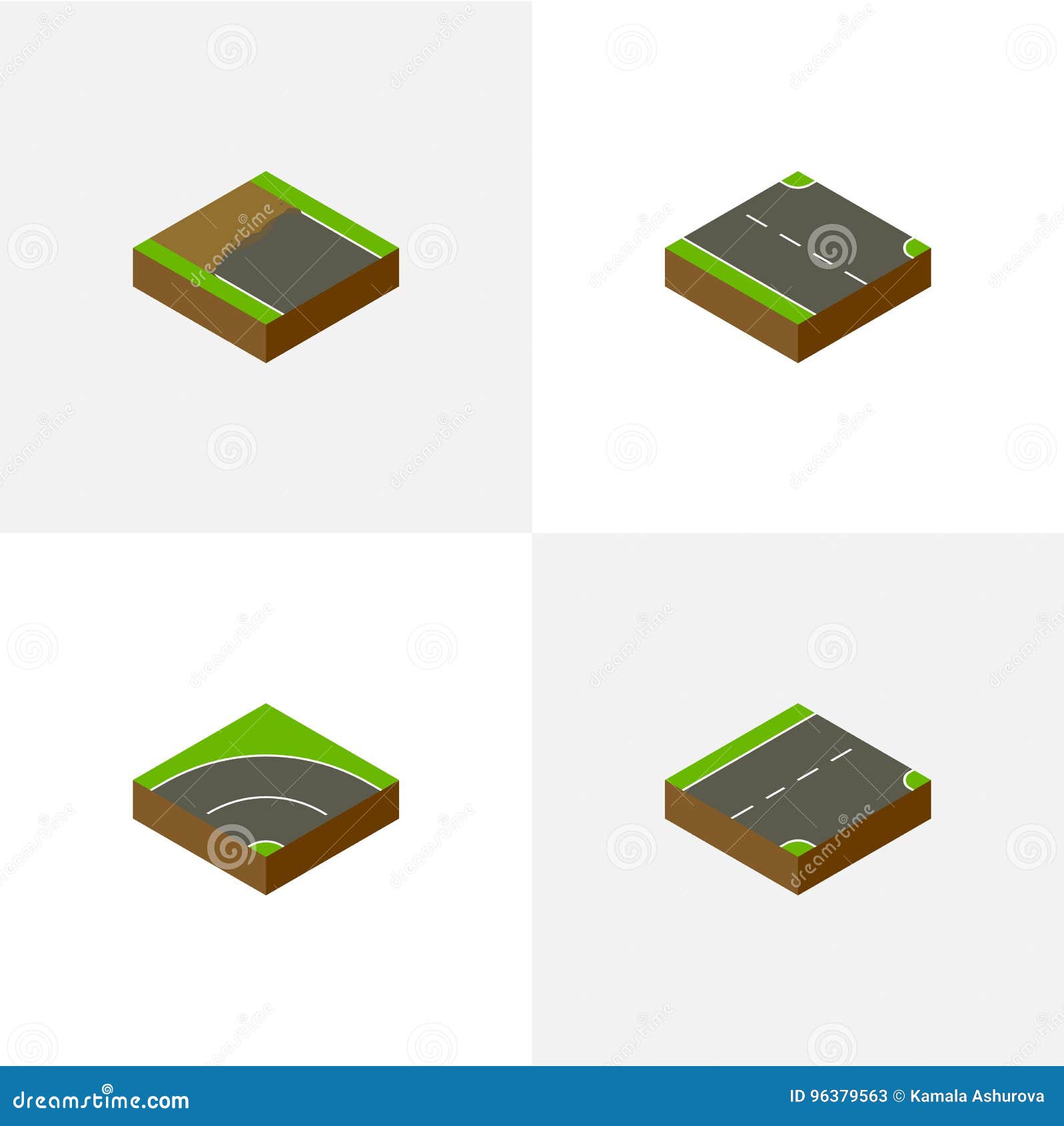 Isometric Way Set of Rightward, Down, Bitumen and Other Vector Objects ...