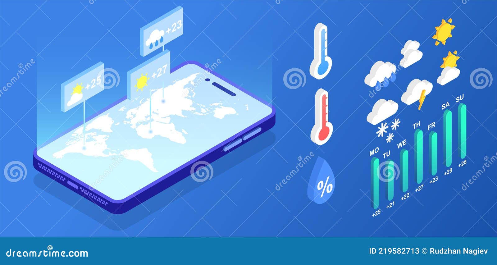 Isometric Weather Symbols. Vector Illustration | CartoonDealer.com ...