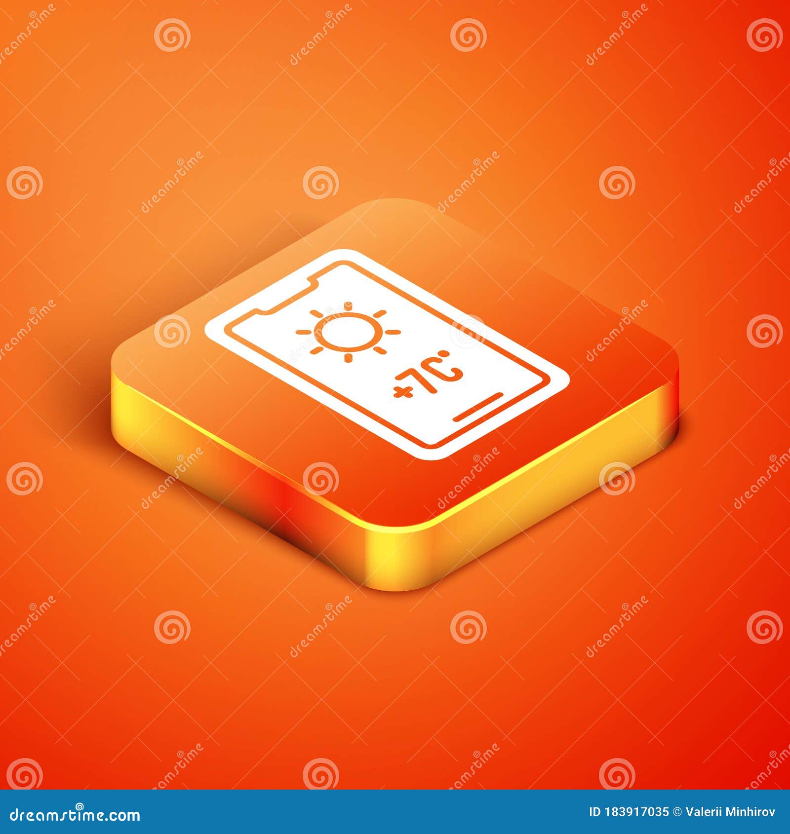 Isometric Weather Forecast Icon Isolated on Orange Background. Vector ...