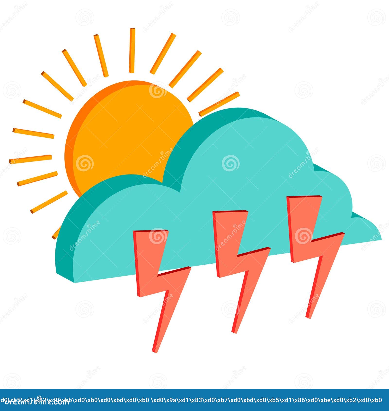 Isometric Weather Icon Sun Cloud Lightning Stock Illustration ...
