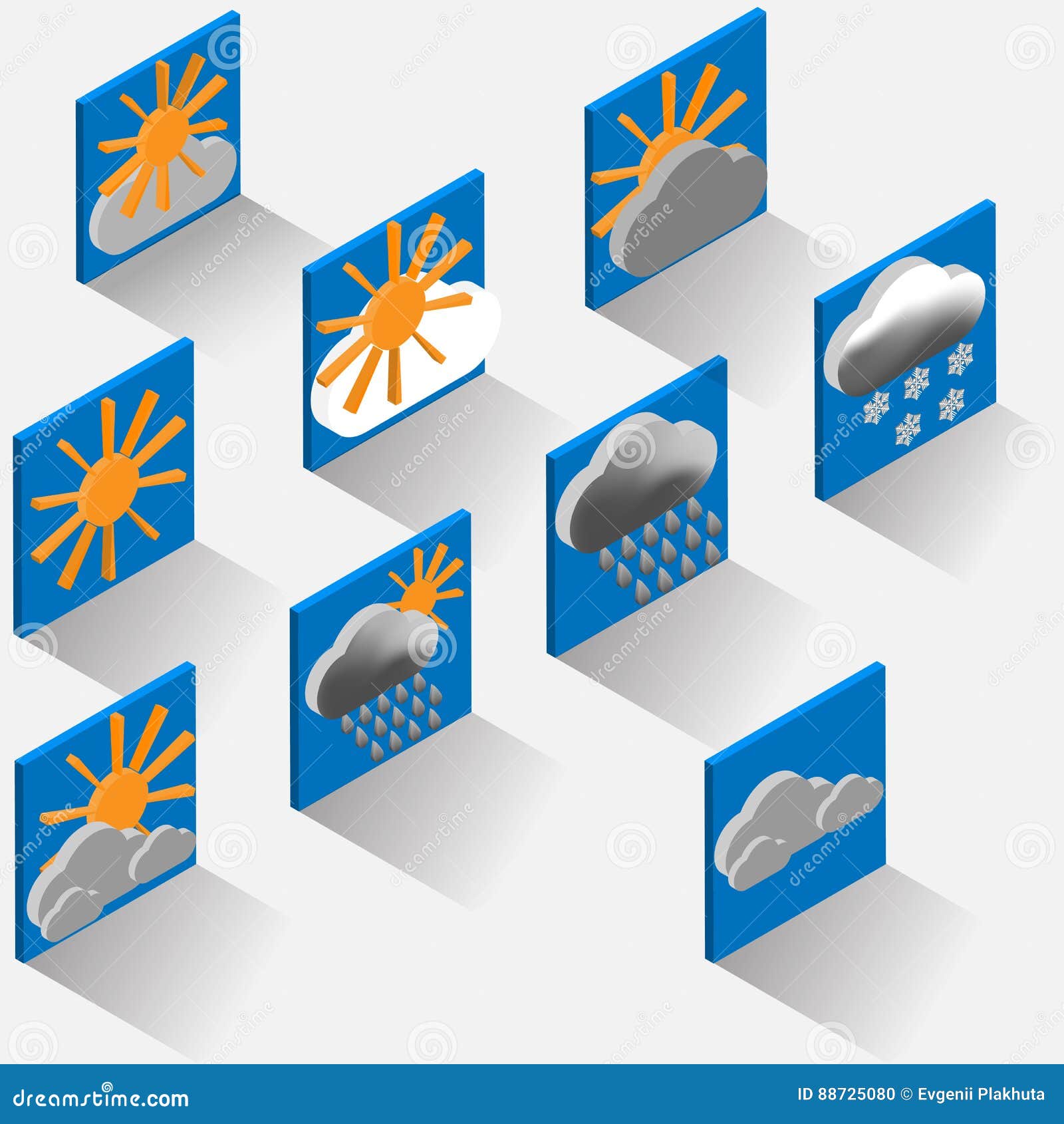 Isometric weather symbols. stock vector. Illustration of vector - 88725080