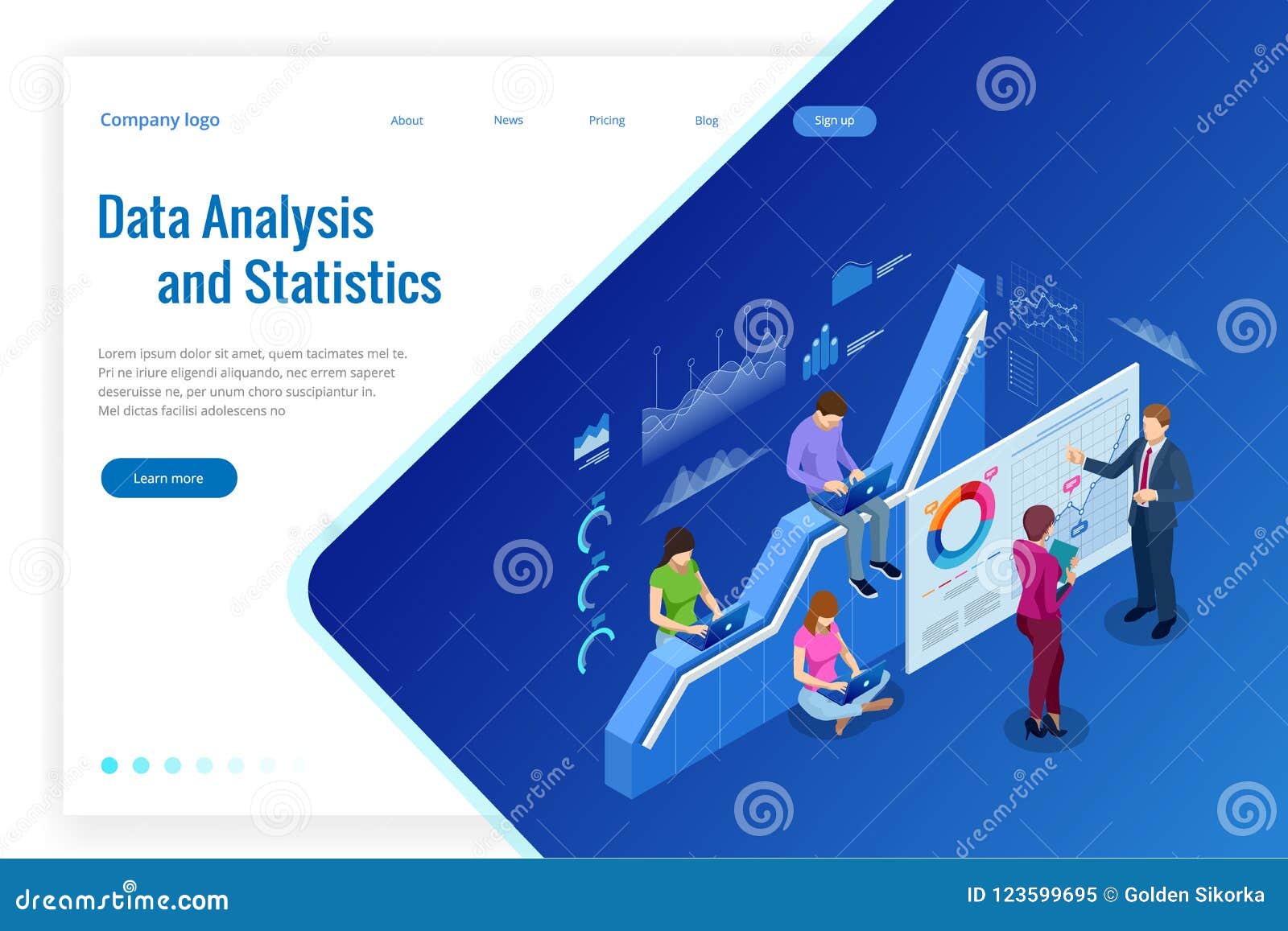 Isometric Web Banner Data Analysis and Statistics Concept. Vector ...