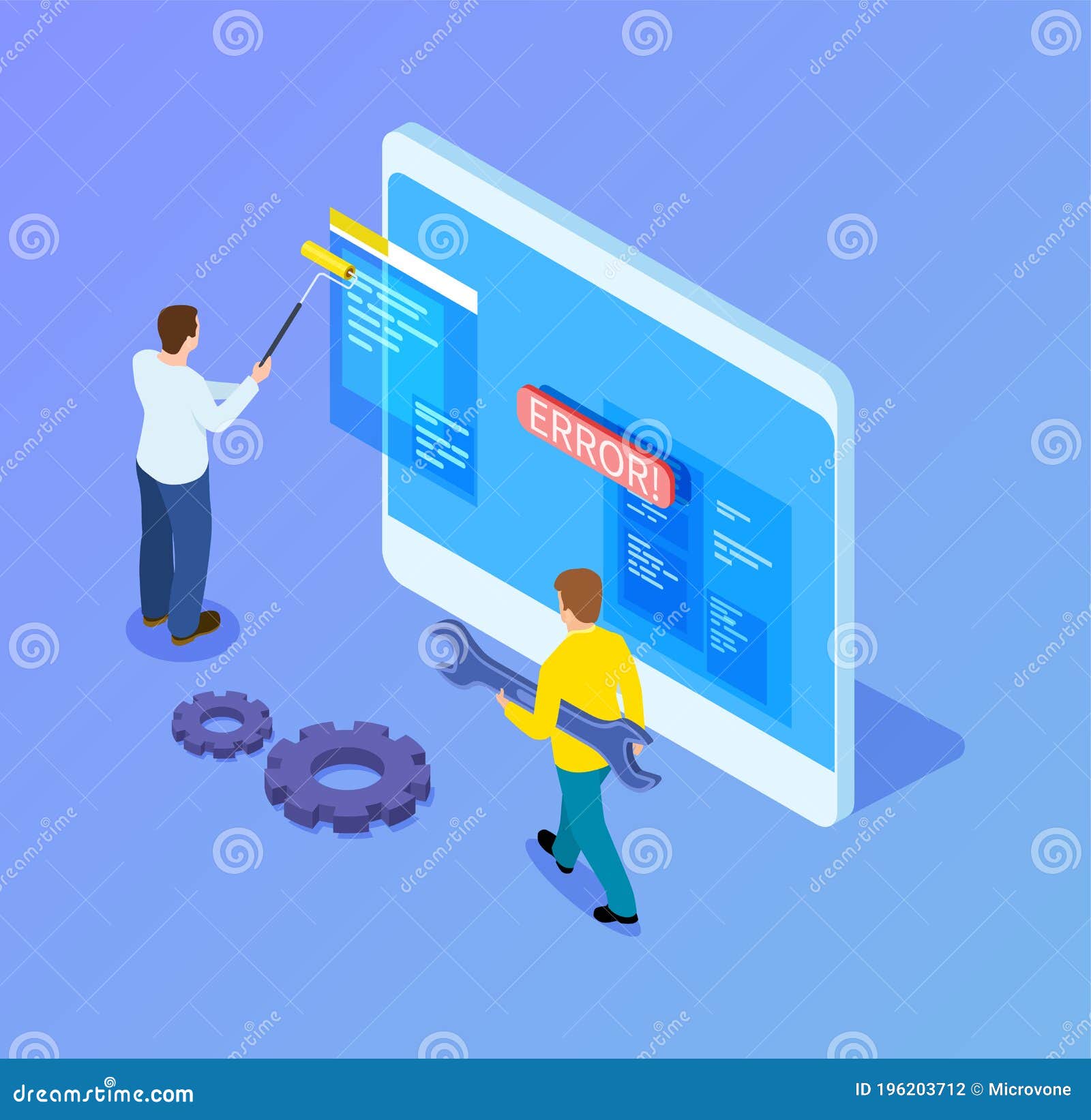 Isometric Web Developers. Programmers Working with Interface, Mobile ...