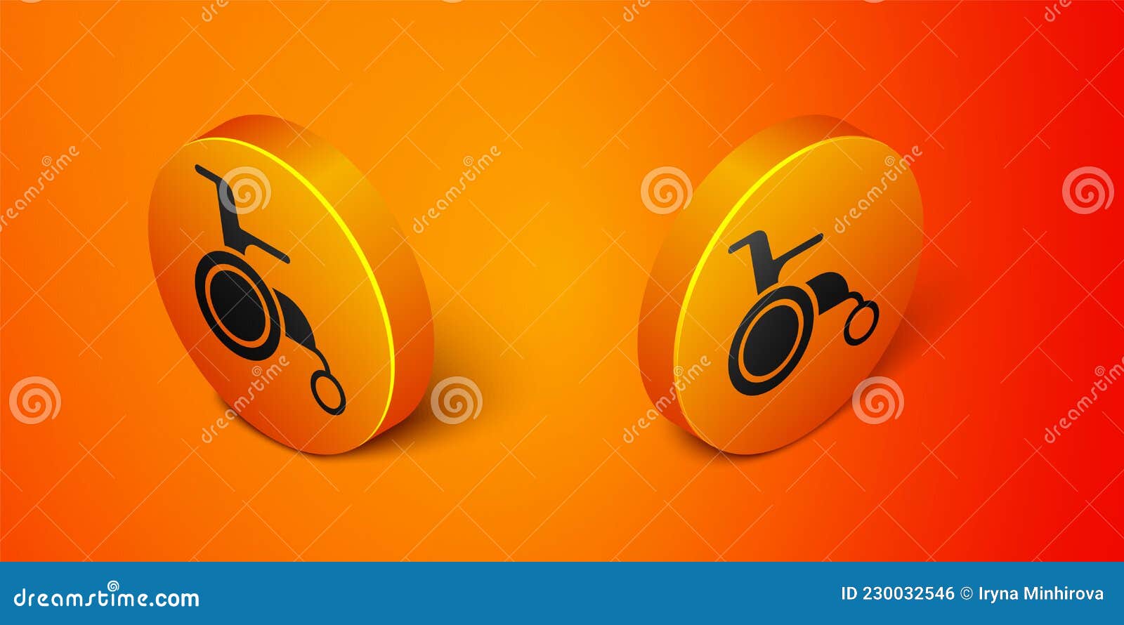 Isometric Wheelchair for Disabled Person Icon Isolated on Orange ...