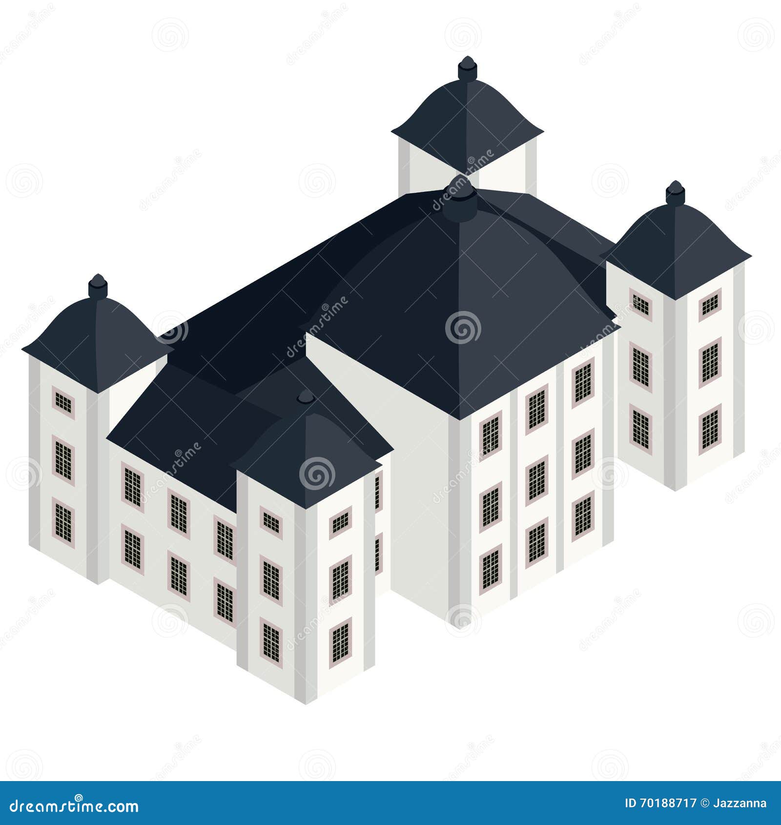 Isometric White Baroque Castle Stock Vector - Illustration of tower ...