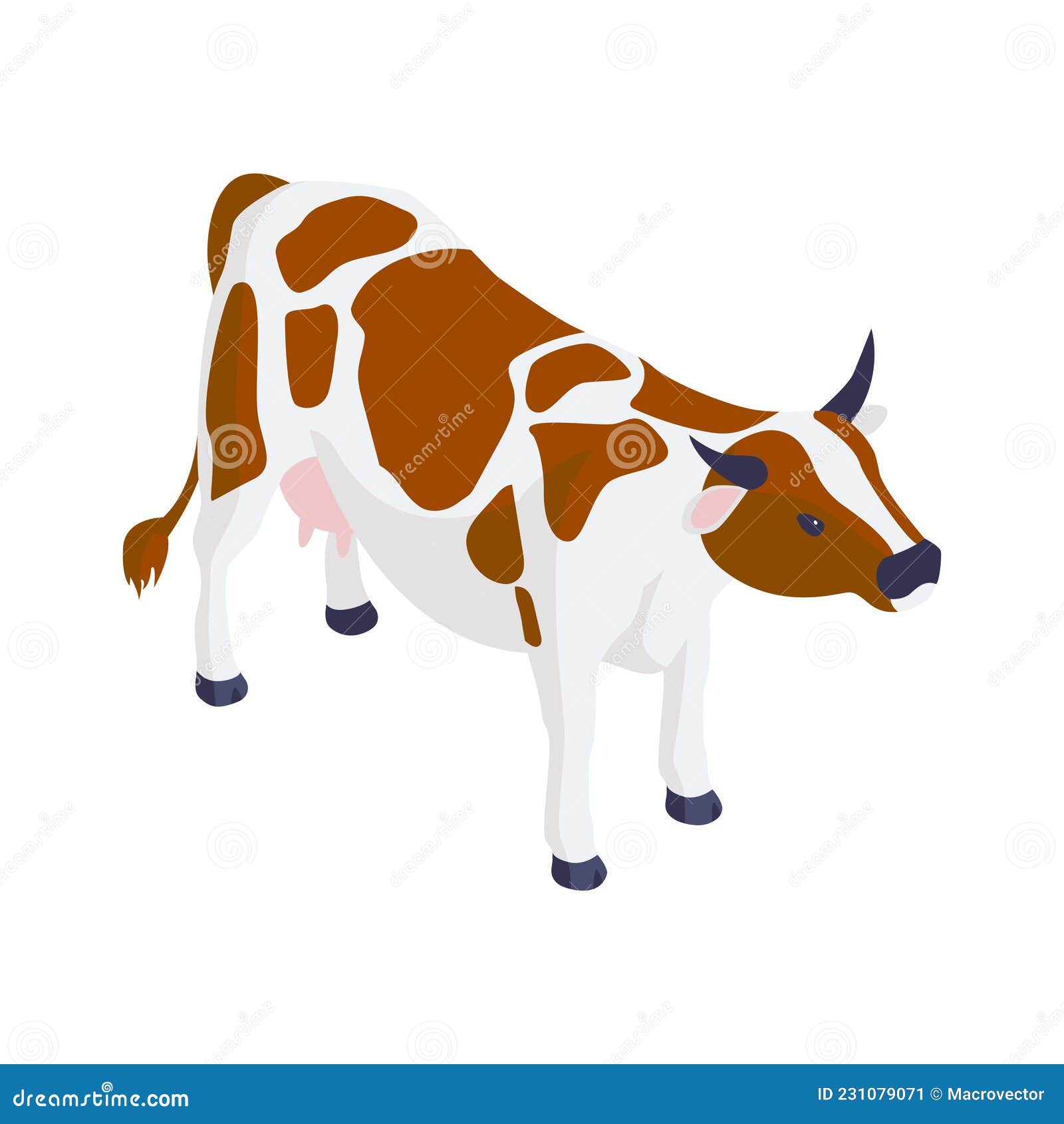 Cow Isometric Icon stock vector. Illustration of udder - 231079071
