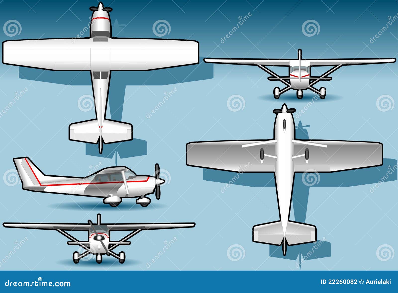 Isometric White Plane in Five Position Stock Vector - Illustration of ...