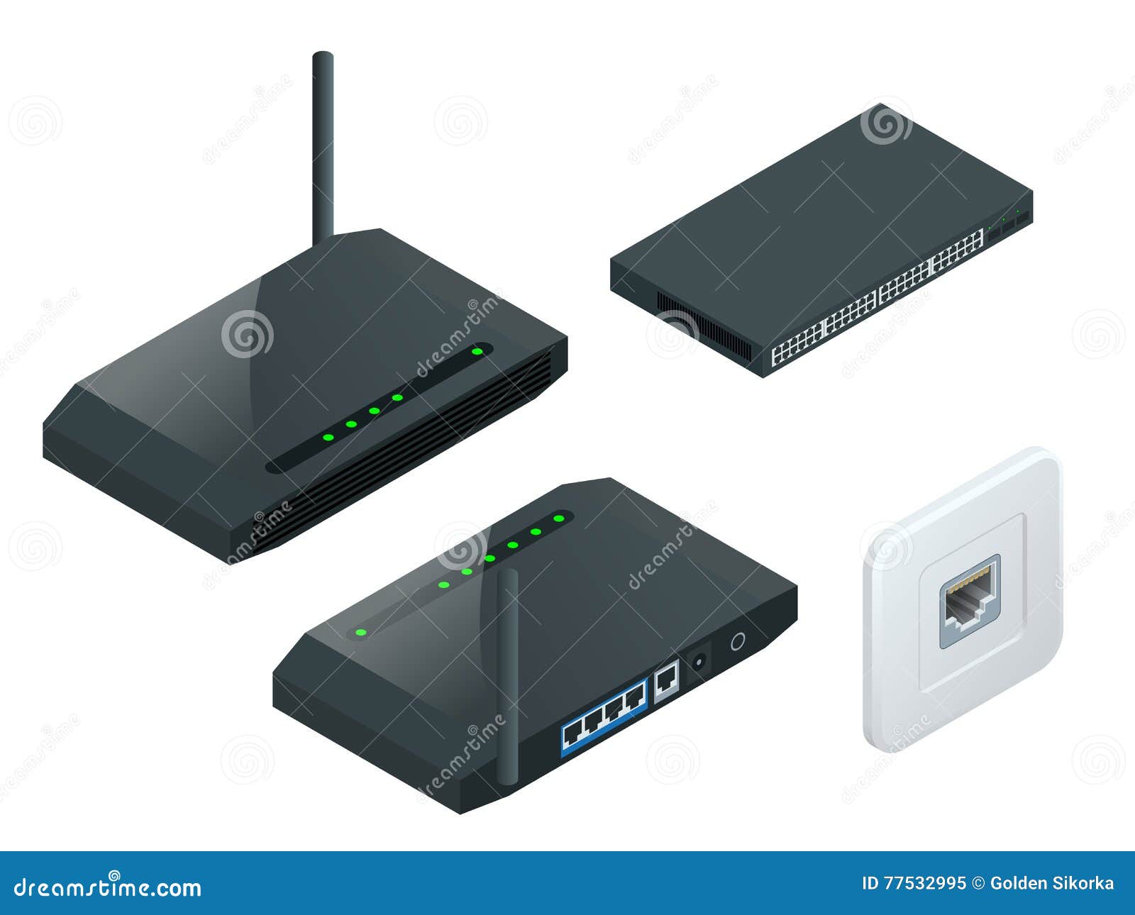 Isometric Wi-Fi Wireless Router Stock Vector - Illustration of local ...