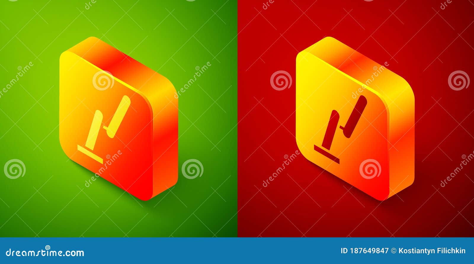 Isometric Windscreen Wiper Icon Isolated on Green and Red Background ...