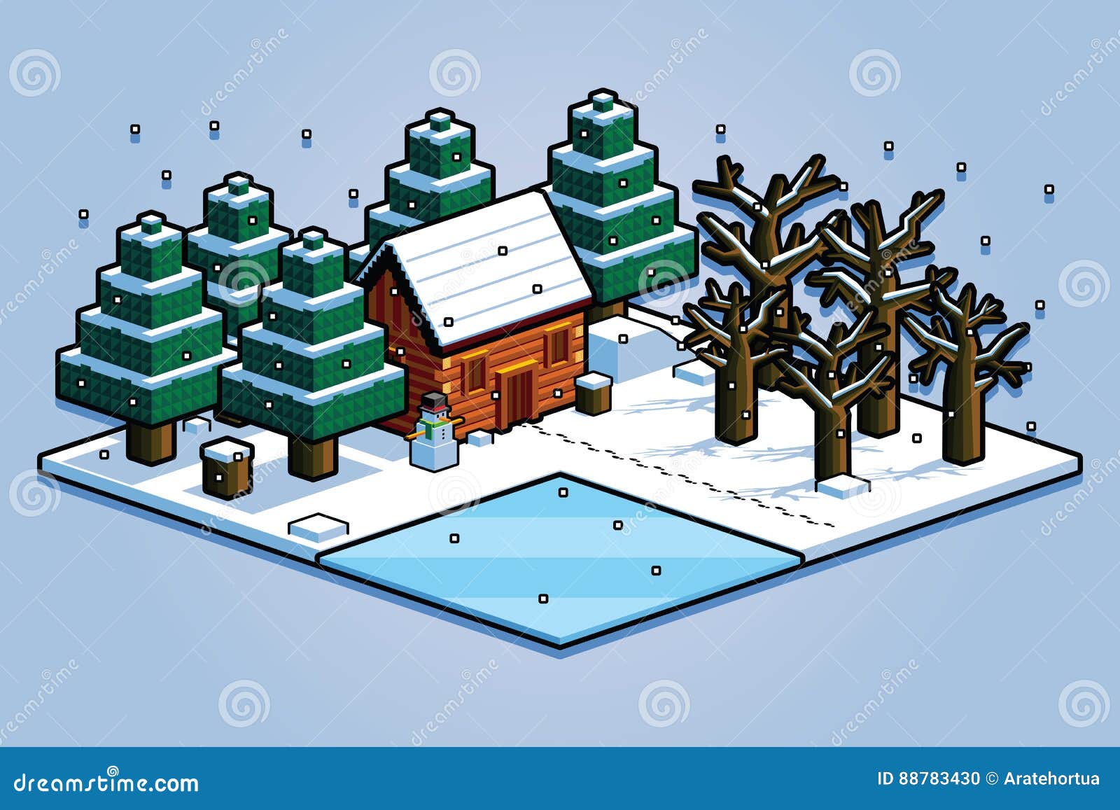 Isometric Winter Forest Scene Isolated Illustration Stock Illustration ...