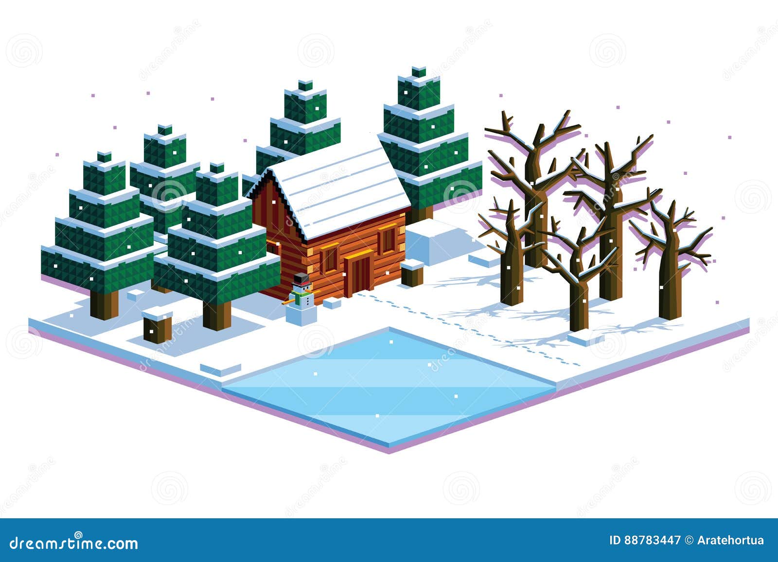 Isometric Winter Forest Scene Isolated Illustration Stock Illustration ...