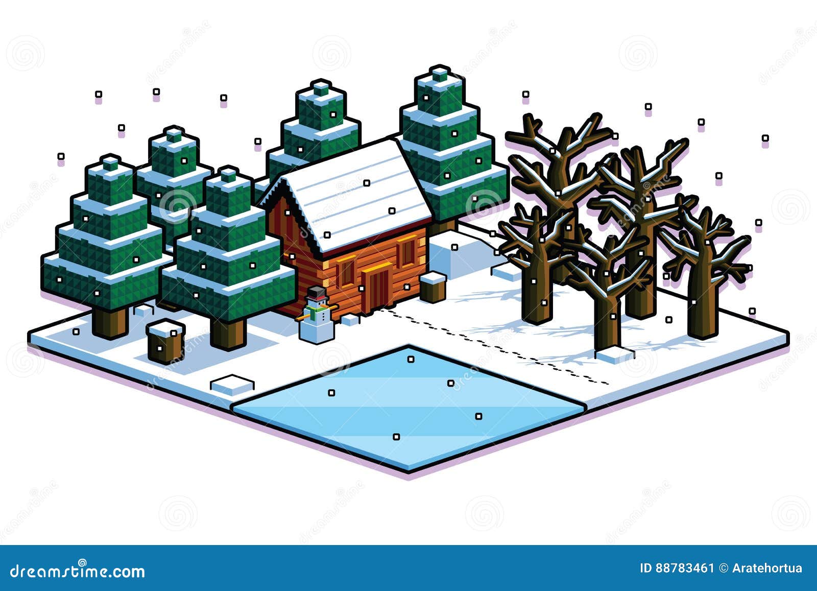 Isometric Winter Forest Scene Isolated Illustration Stock Illustration ...