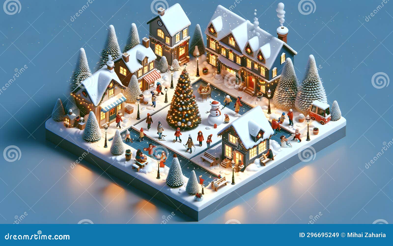 Isometric Winter Wonderland with Festive Decorations. Created with Generative AI Stock ...