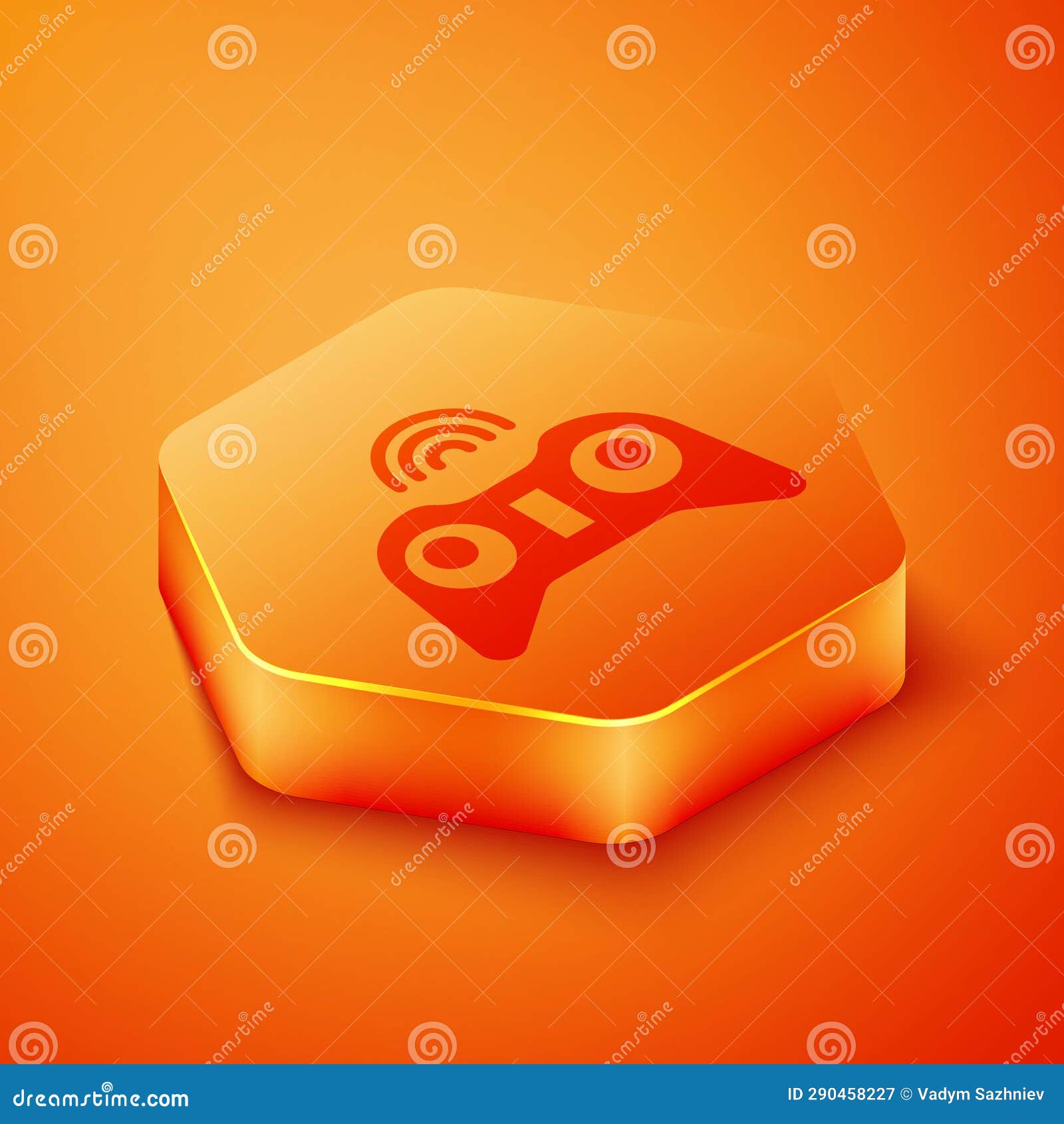 Isometric Wireless Gamepad Icon Isolated on Orange Background. Game ...