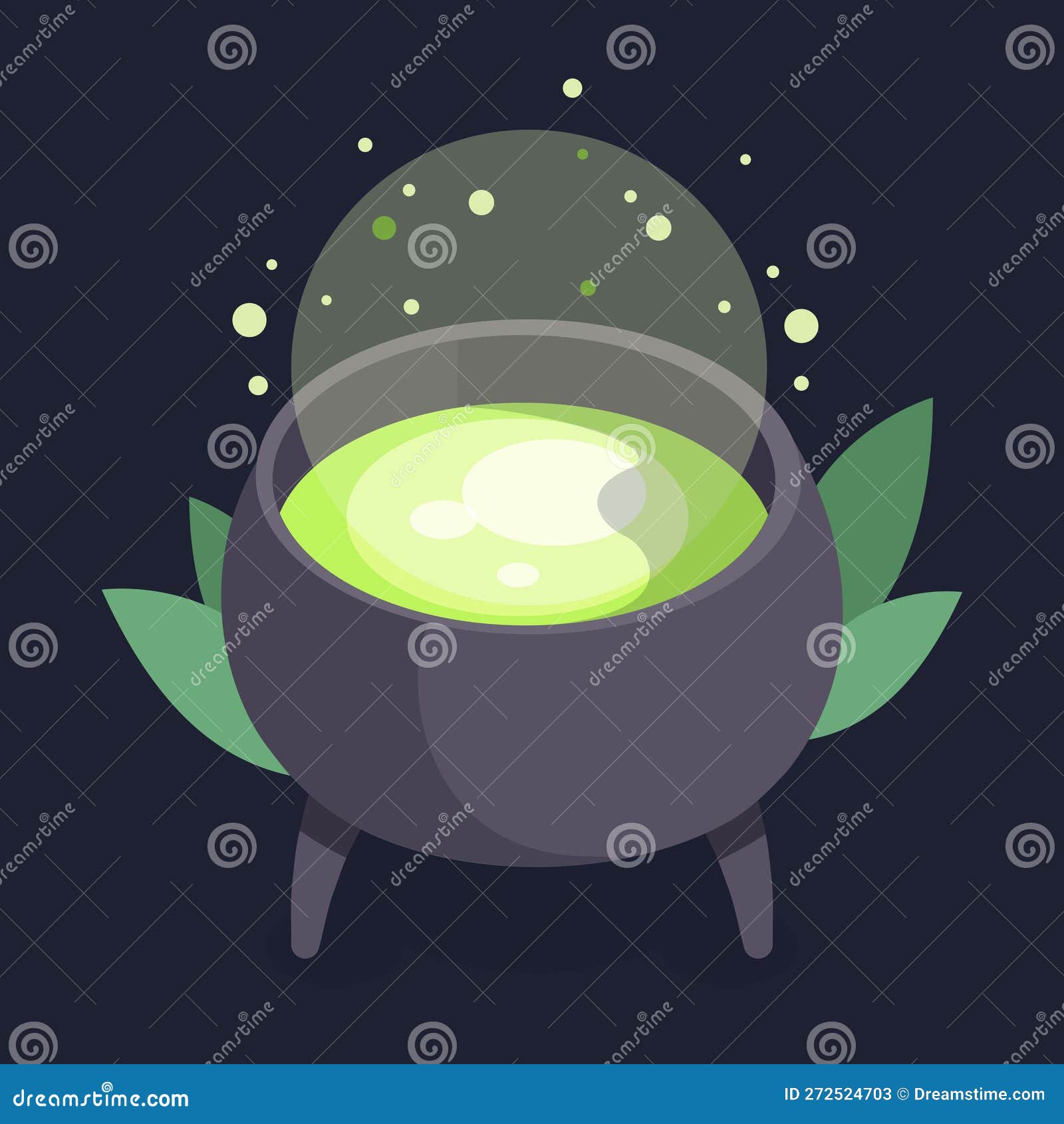 Isometric Witch Cauldron. Magic Wizard Pot with Boiling Magic Potion ...