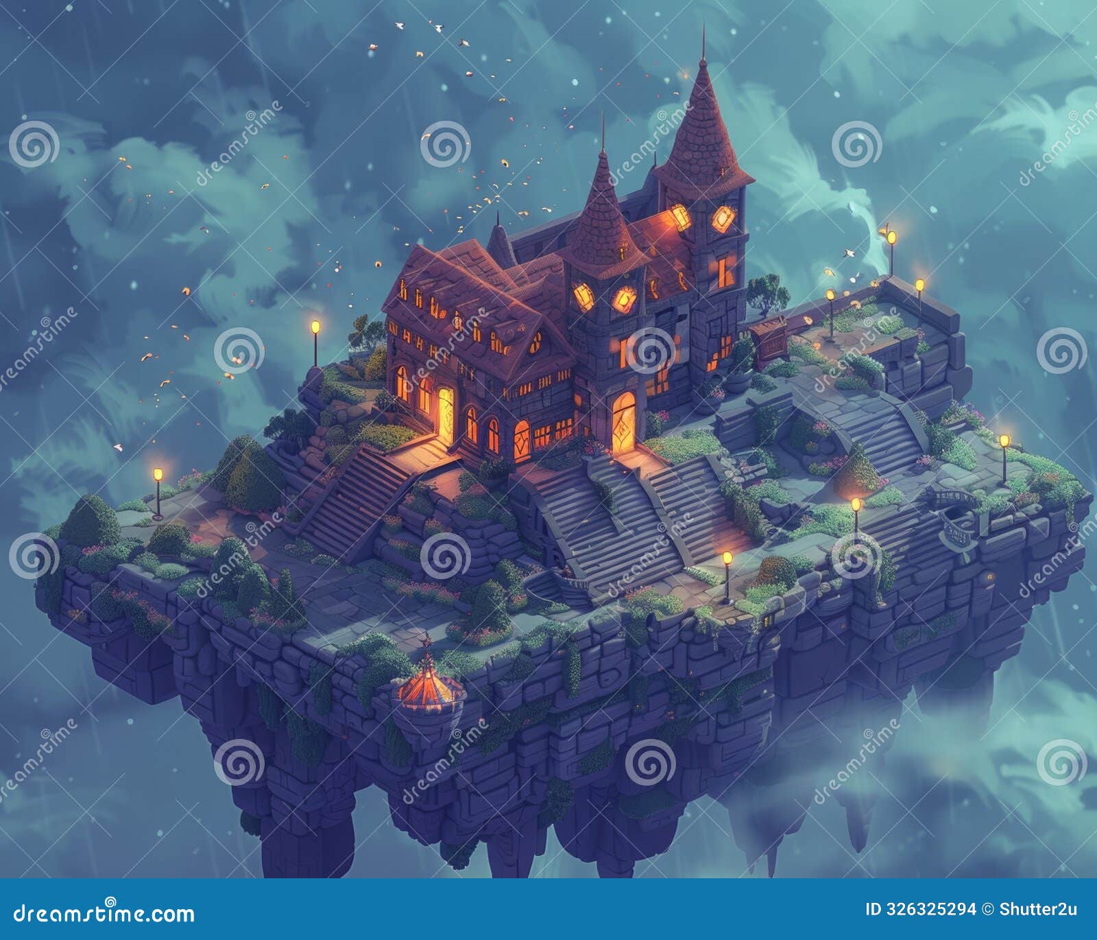 Isometric Wizard School on a Floating Island with Magic Duels and ...