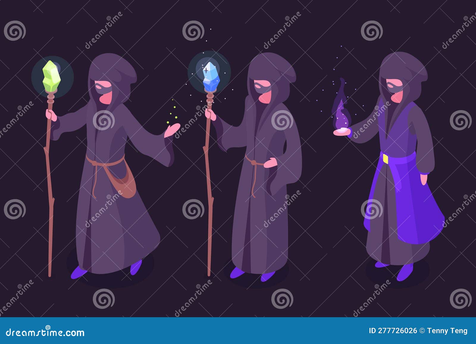 Isometric Wizard. Witchcraft Magician Characters, Practitioners of ...