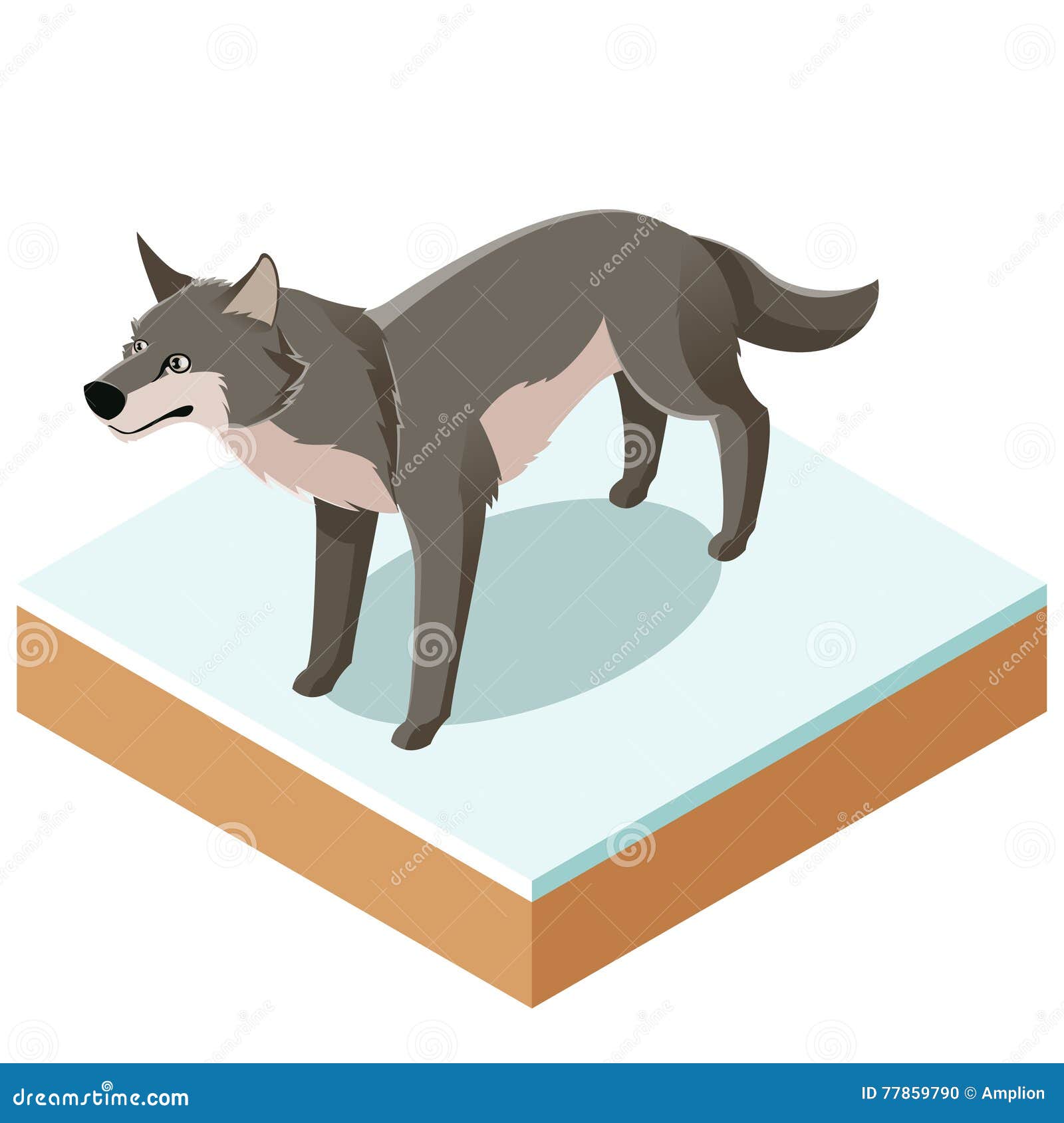 Isometric Wolf Icon with a Square Ground Stock Vector - Illustration of ...