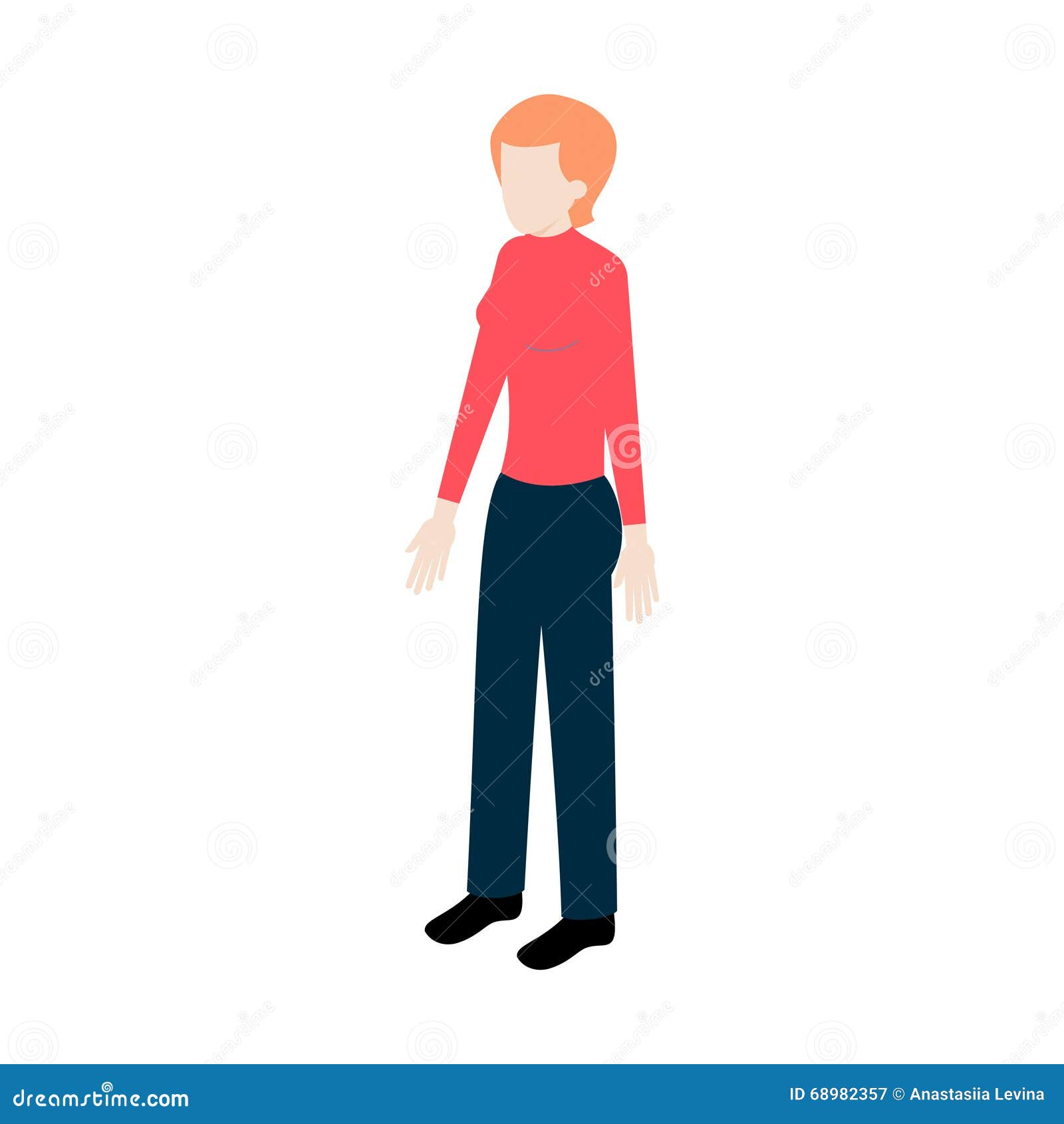 Isometric woman full face stock vector. Illustration of female - 68982357