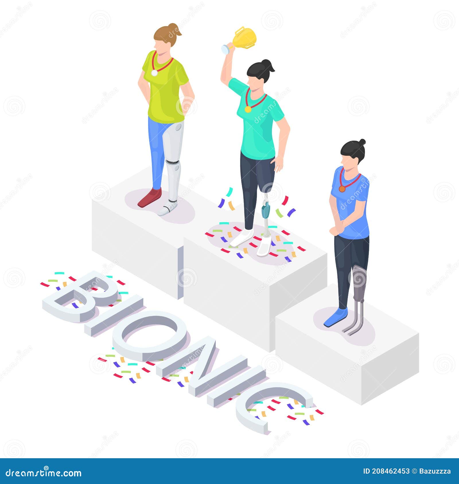 Isometric Women with Bionic Limbs, Top Three Competitors of Sport Event ...