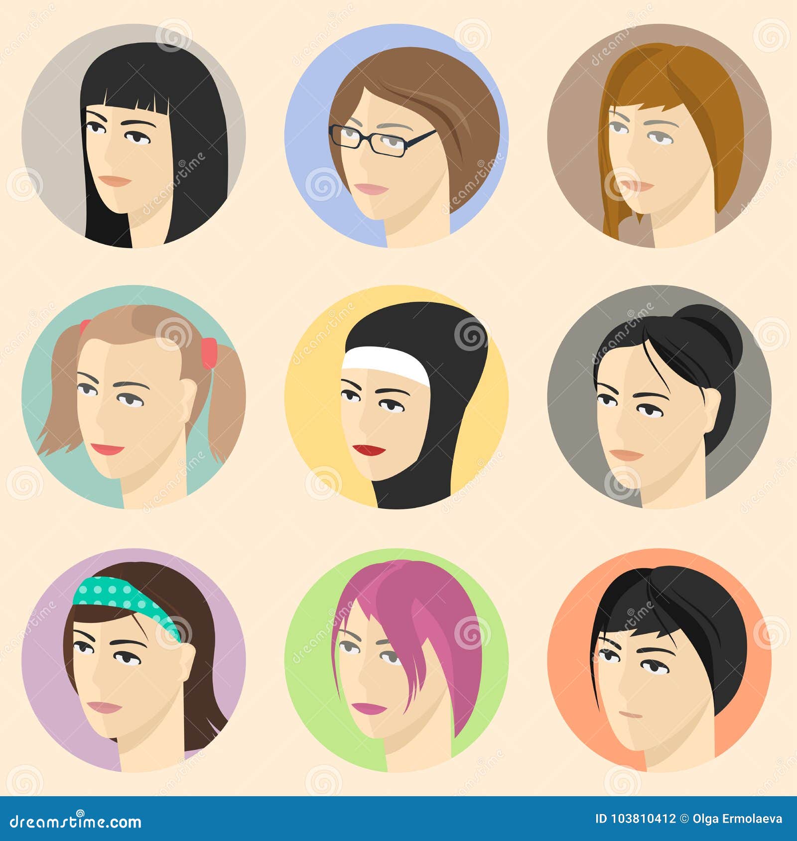 Isometric women faces. stock vector. Illustration of fashion - 103810412