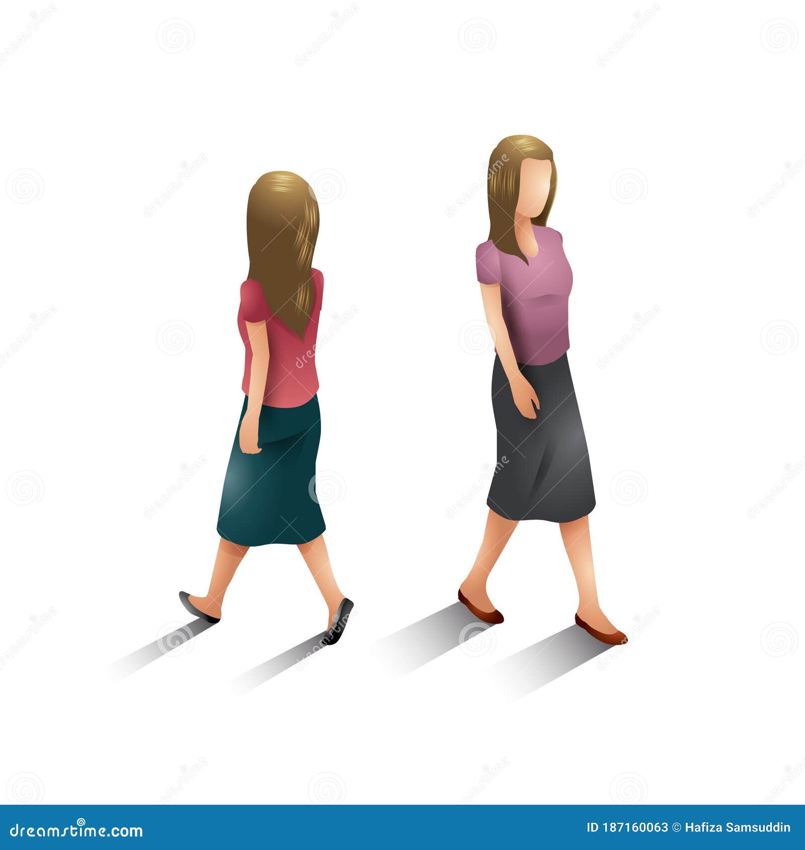 Isometric Women Pose Composition Royalty-Free Cartoon | CartoonDealer ...
