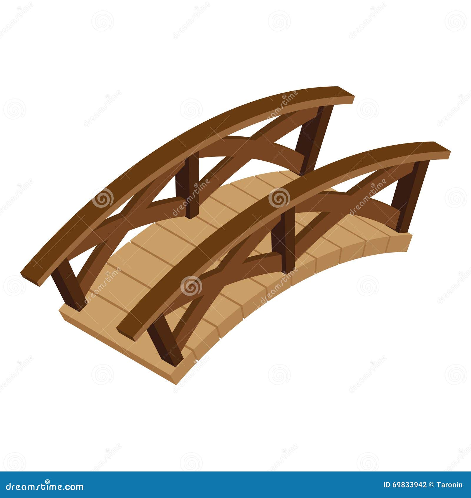 Isometric wooden bridge. stock vector. Illustration of vector - 69833942