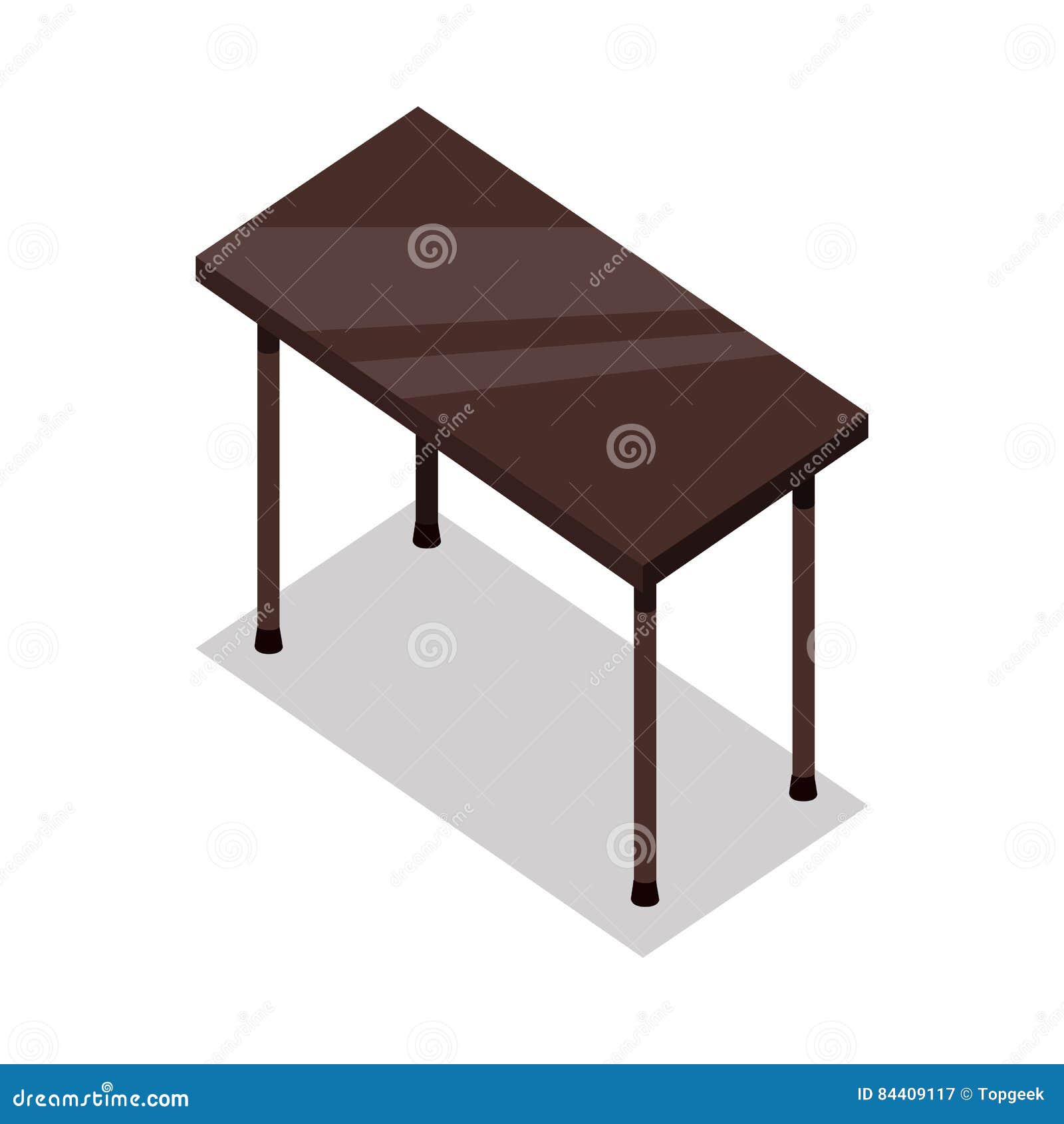 Isometric Wooden Table in Flat Stock Vector - Illustration of pedestal ...