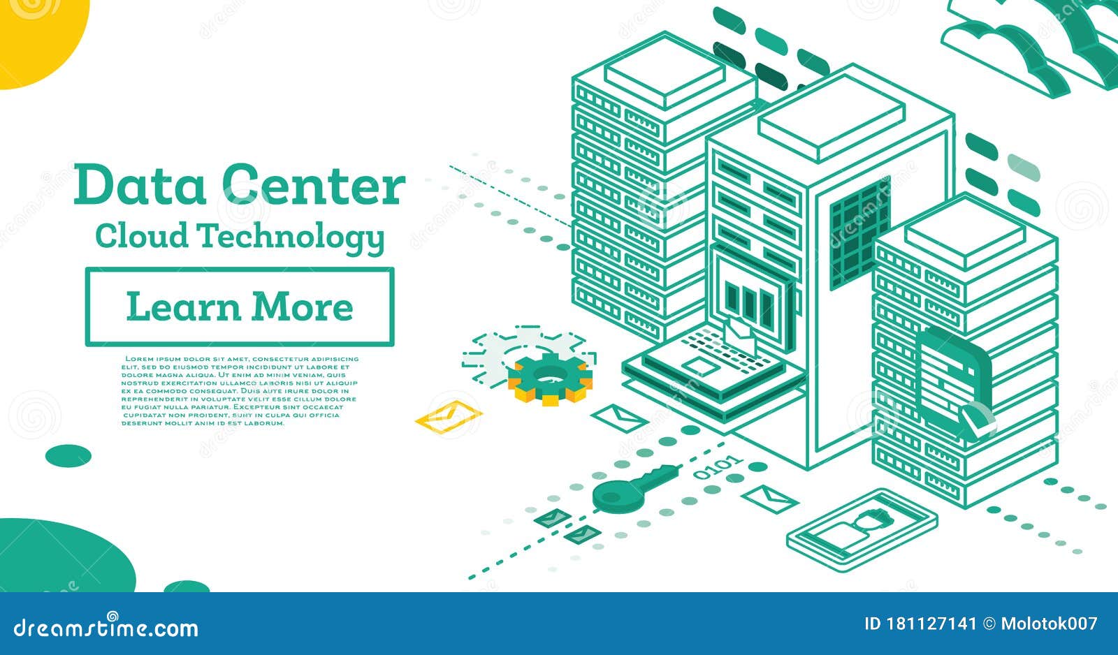 Isometric Working Data Center Full of Rack Servers and Supercomputers ...
