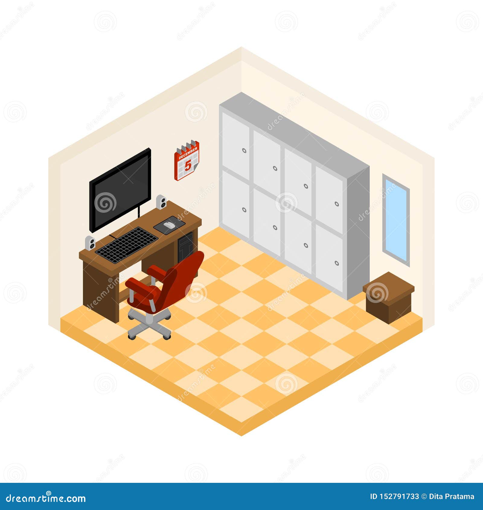 Isometric Working Room Vector. Stock Illustration - Illustration of ...