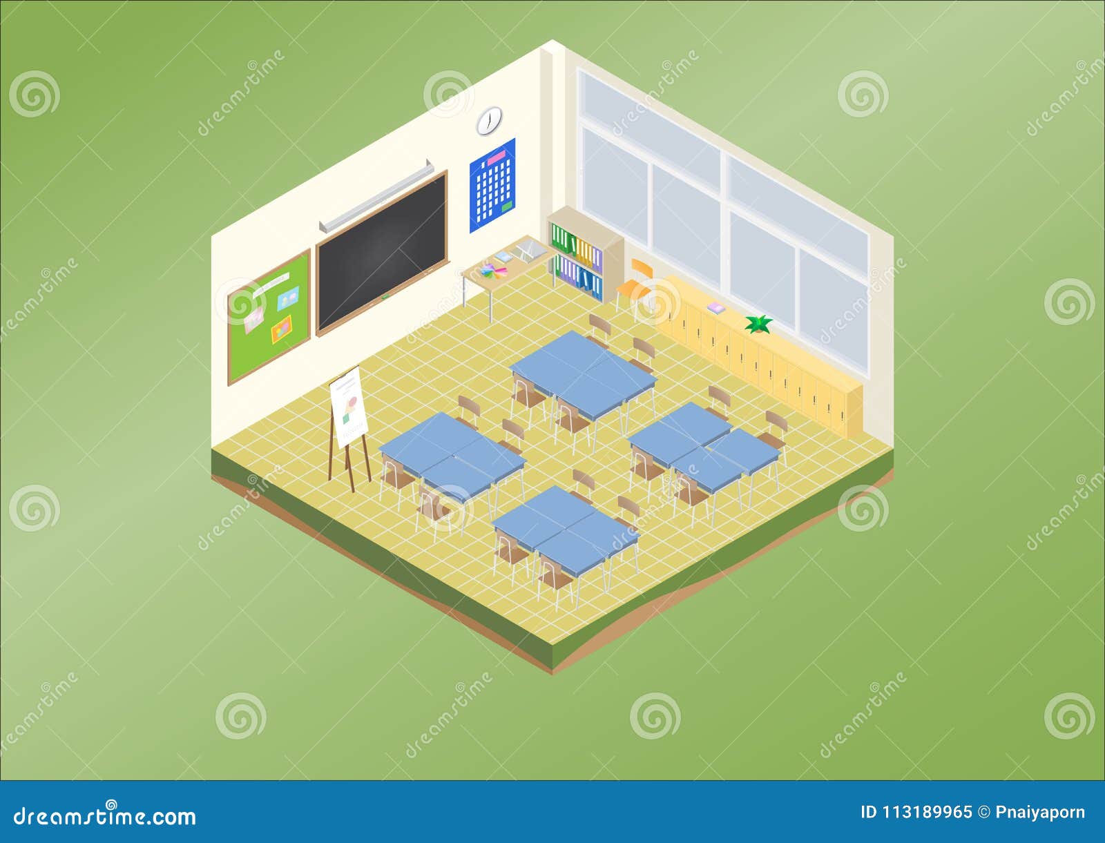 Isometric Workshop Classroom Stock Illustration - Illustration of ...