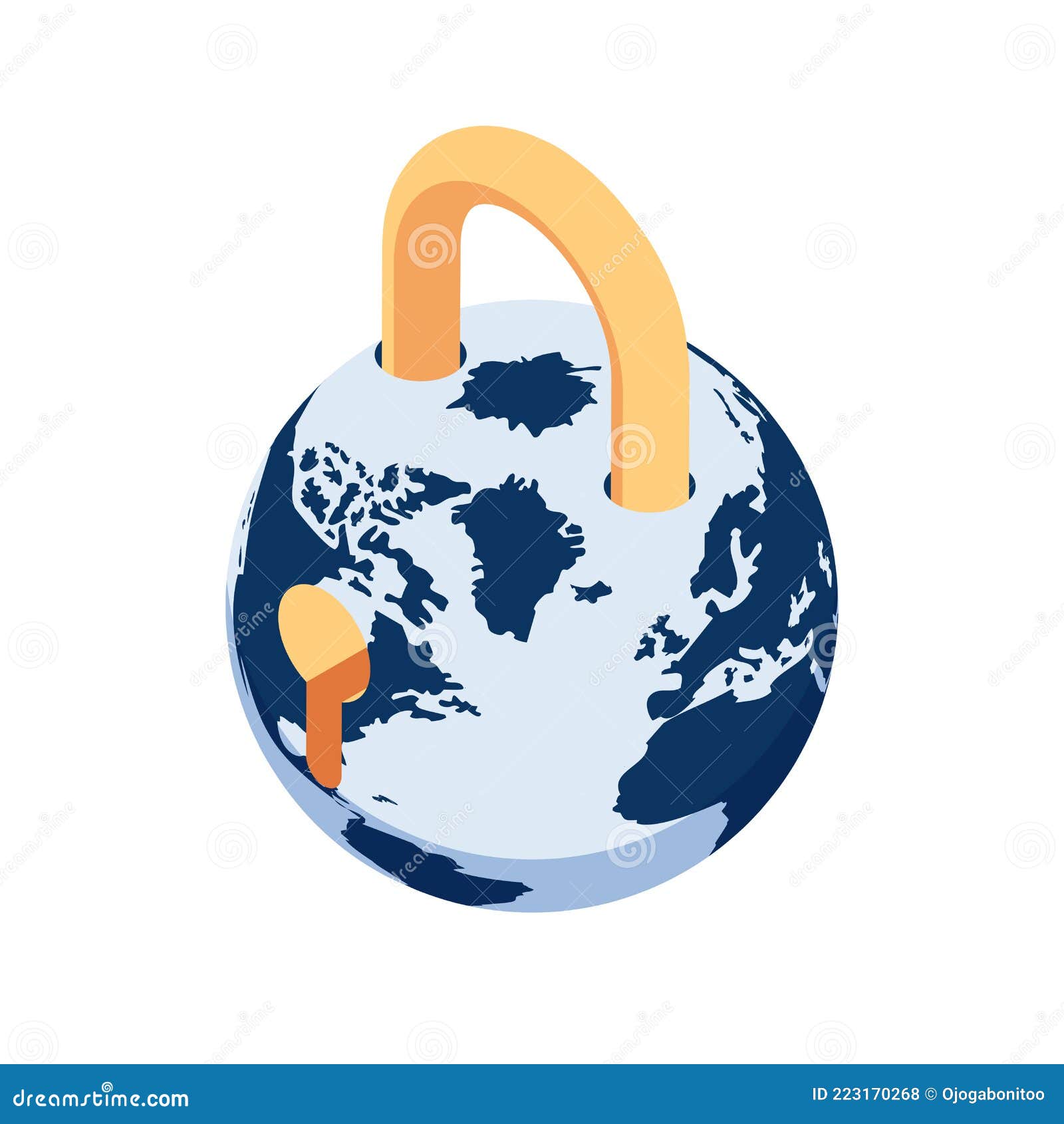 Isometric World with Lock and Keyhole Stock Vector - Illustration of ...
