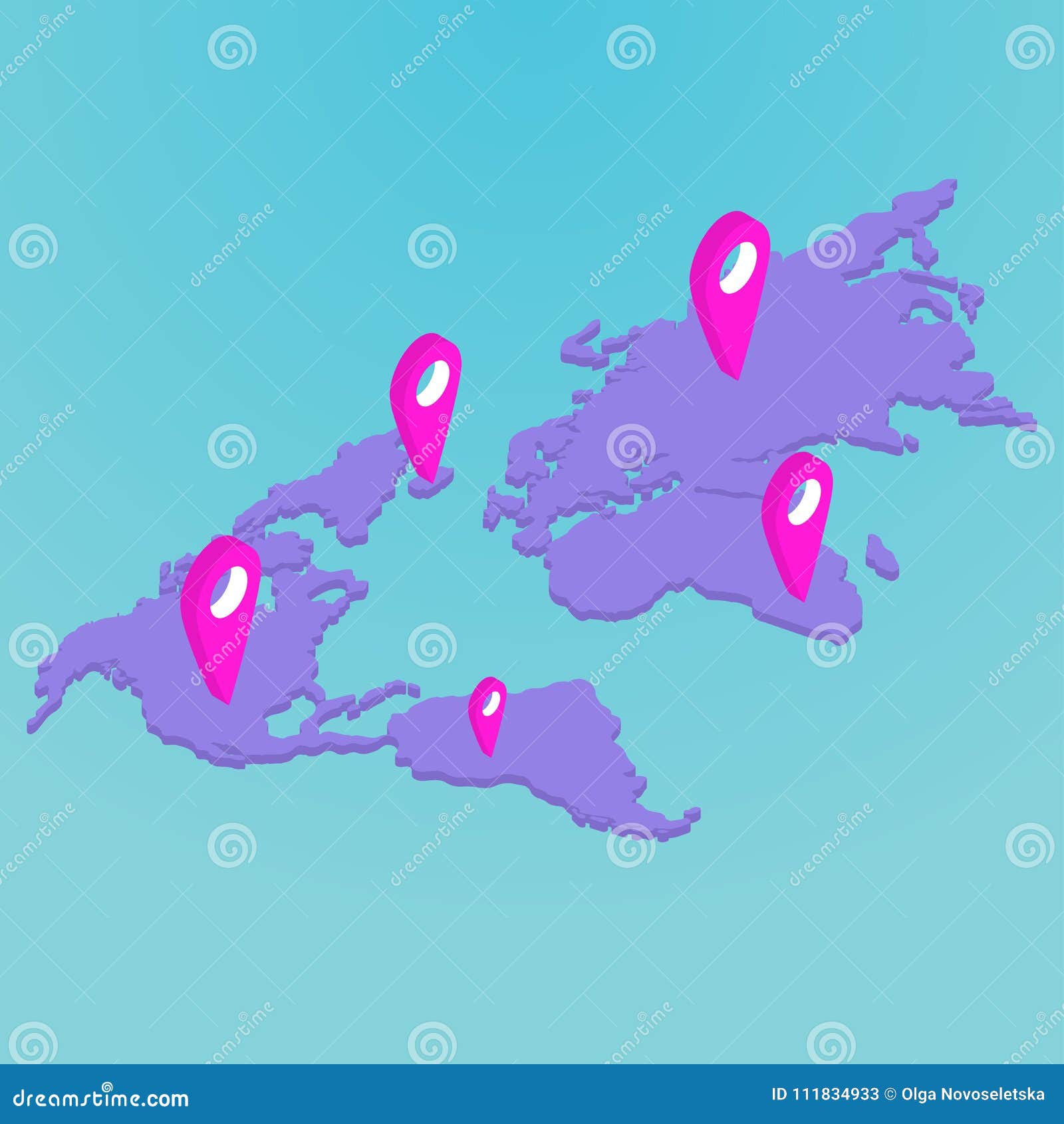 Isometric World Map on Smartphone Stock Vector - Illustration of ...