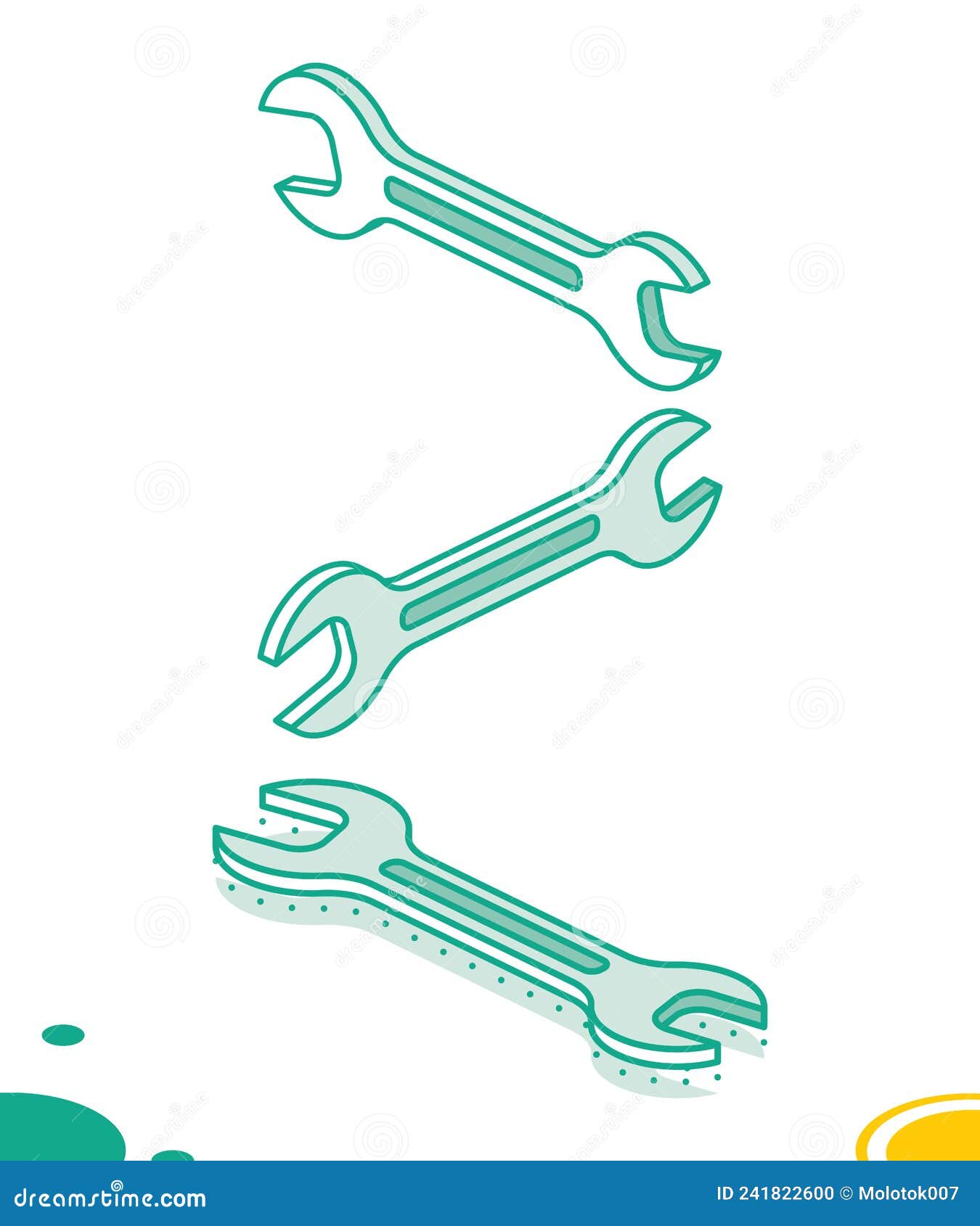 Isometric Wrench Icon Isolated on White. Vector Illustration Stock ...