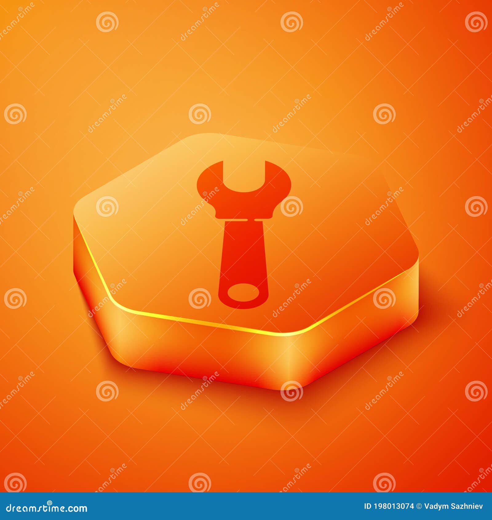 Isometric Wrench Spanner Icon Isolated on Orange Background. Orange ...