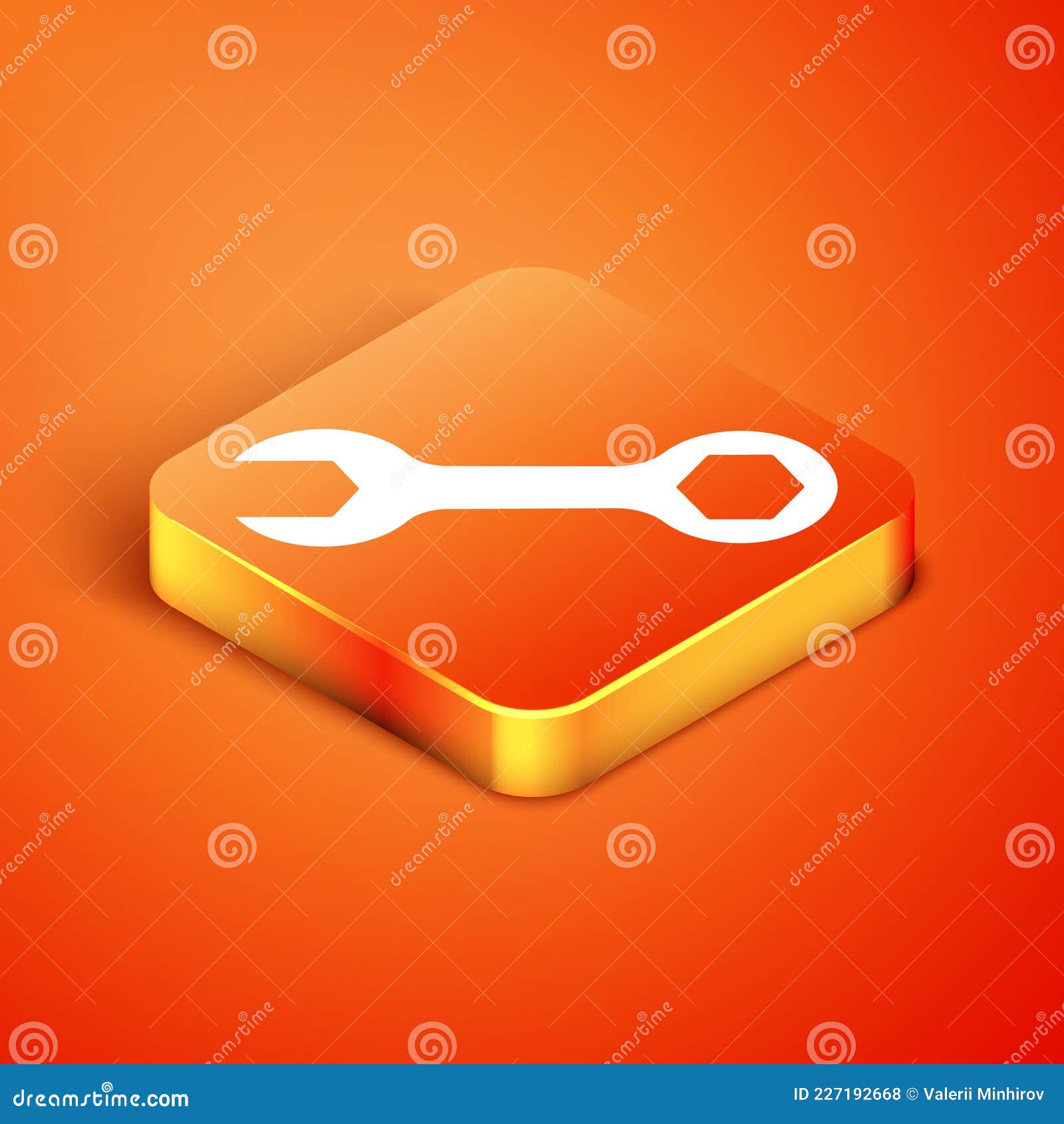 Isometric Wrench Spanner Icon Isolated on Orange Background. Vector ...