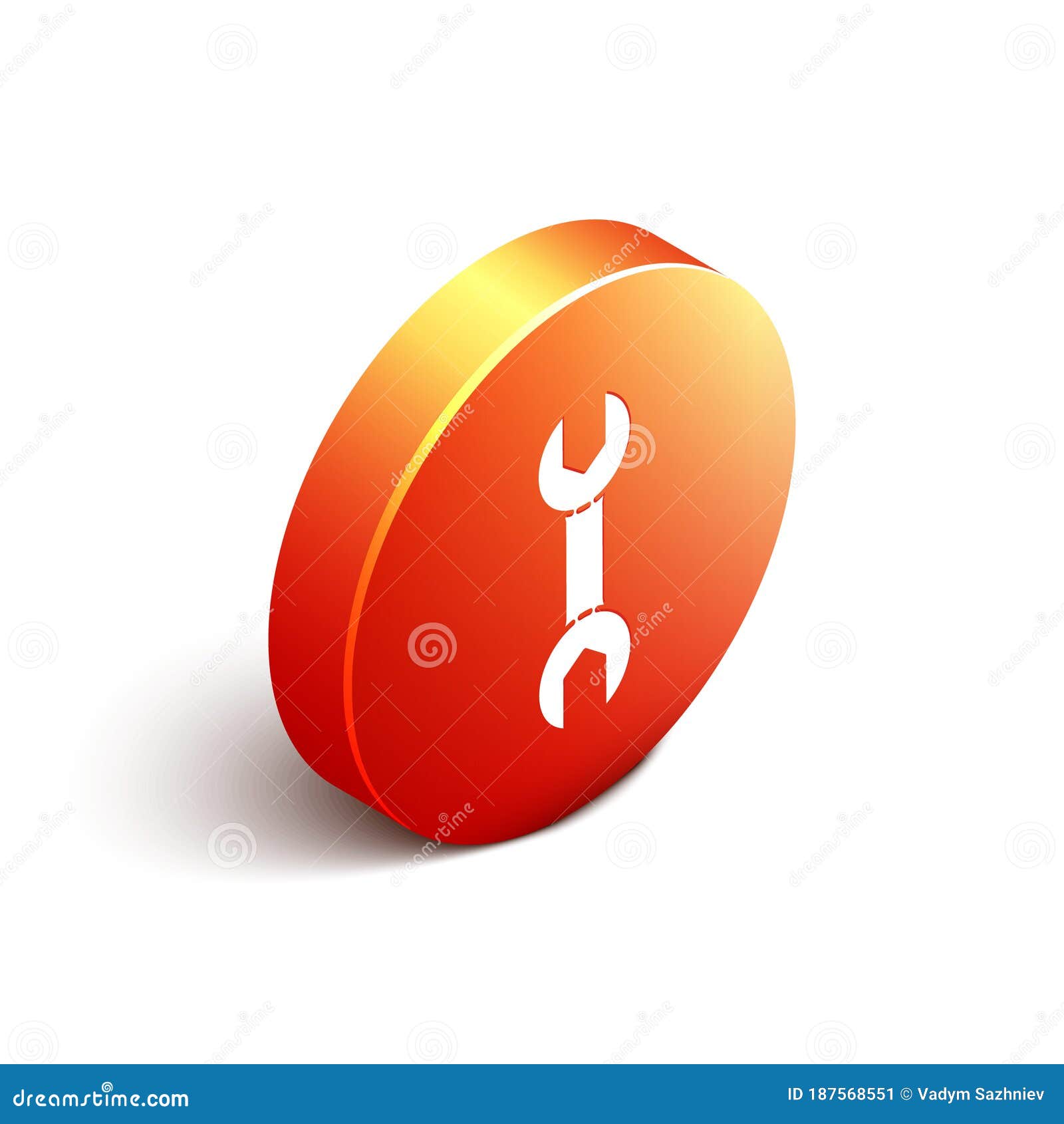 Isometric Wrench Spanner Icon Isolated on White Background. Orange ...