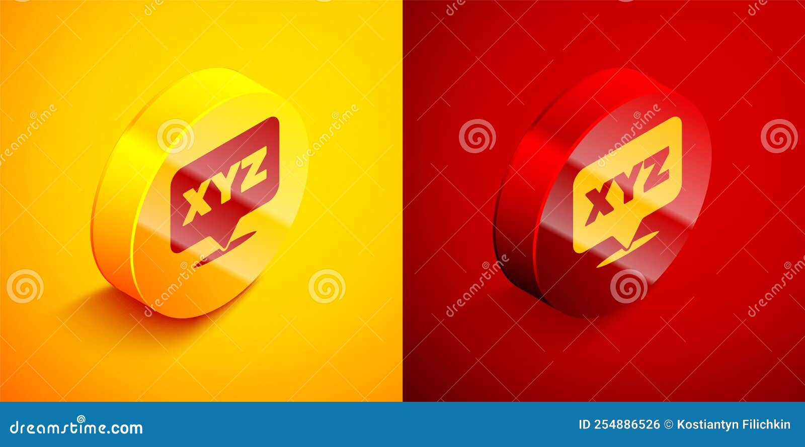 Isometric XYZ Coordinate System Icon Isolated on Orange and Red ...