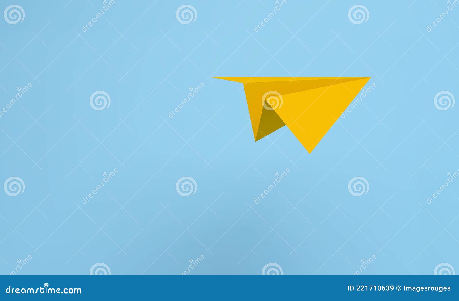 Isometric Yellow Paper Airplane Flying on Blue Background Stock ...