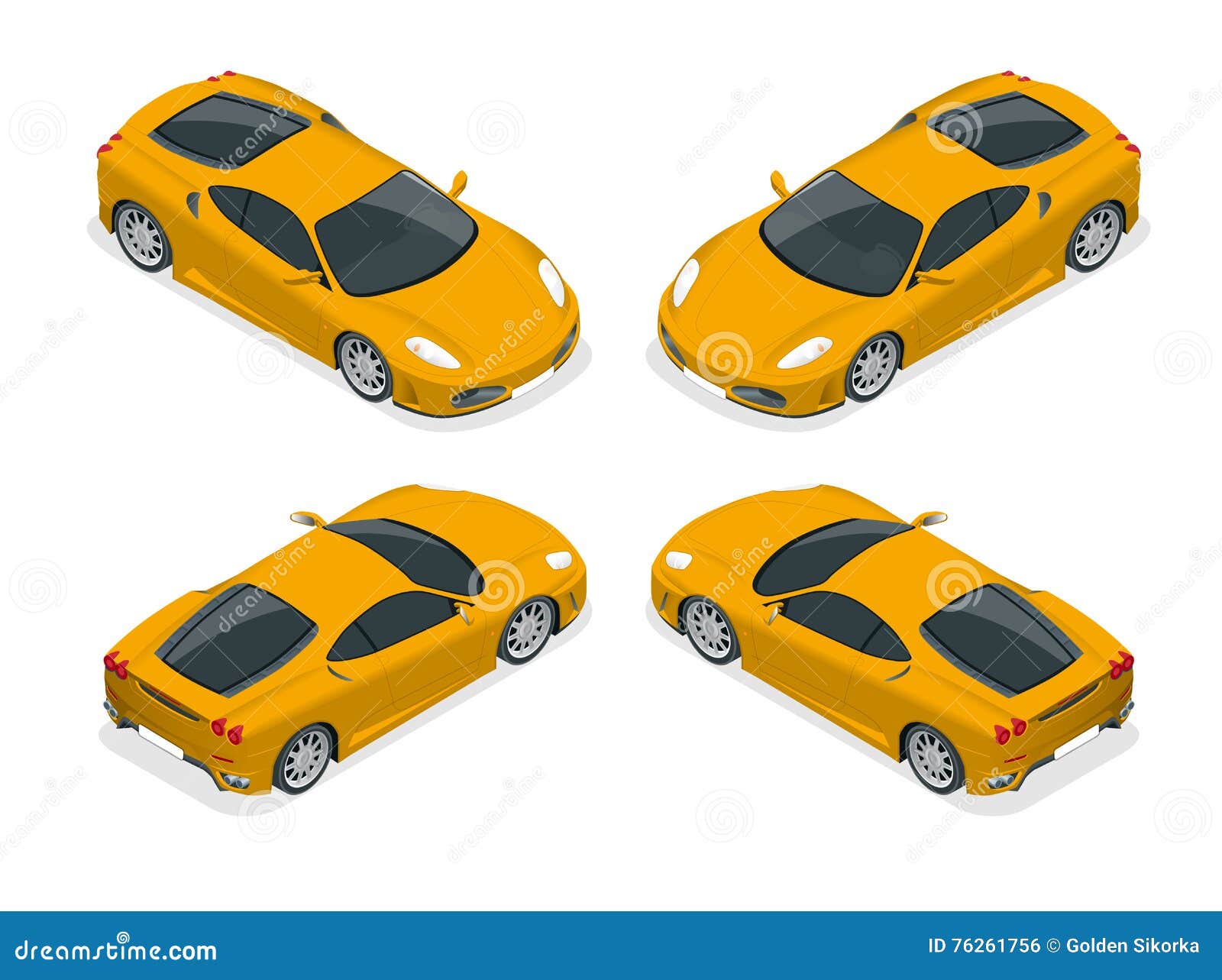 Isometric Yellow Sports Car Stock Vector - Illustration of competition ...