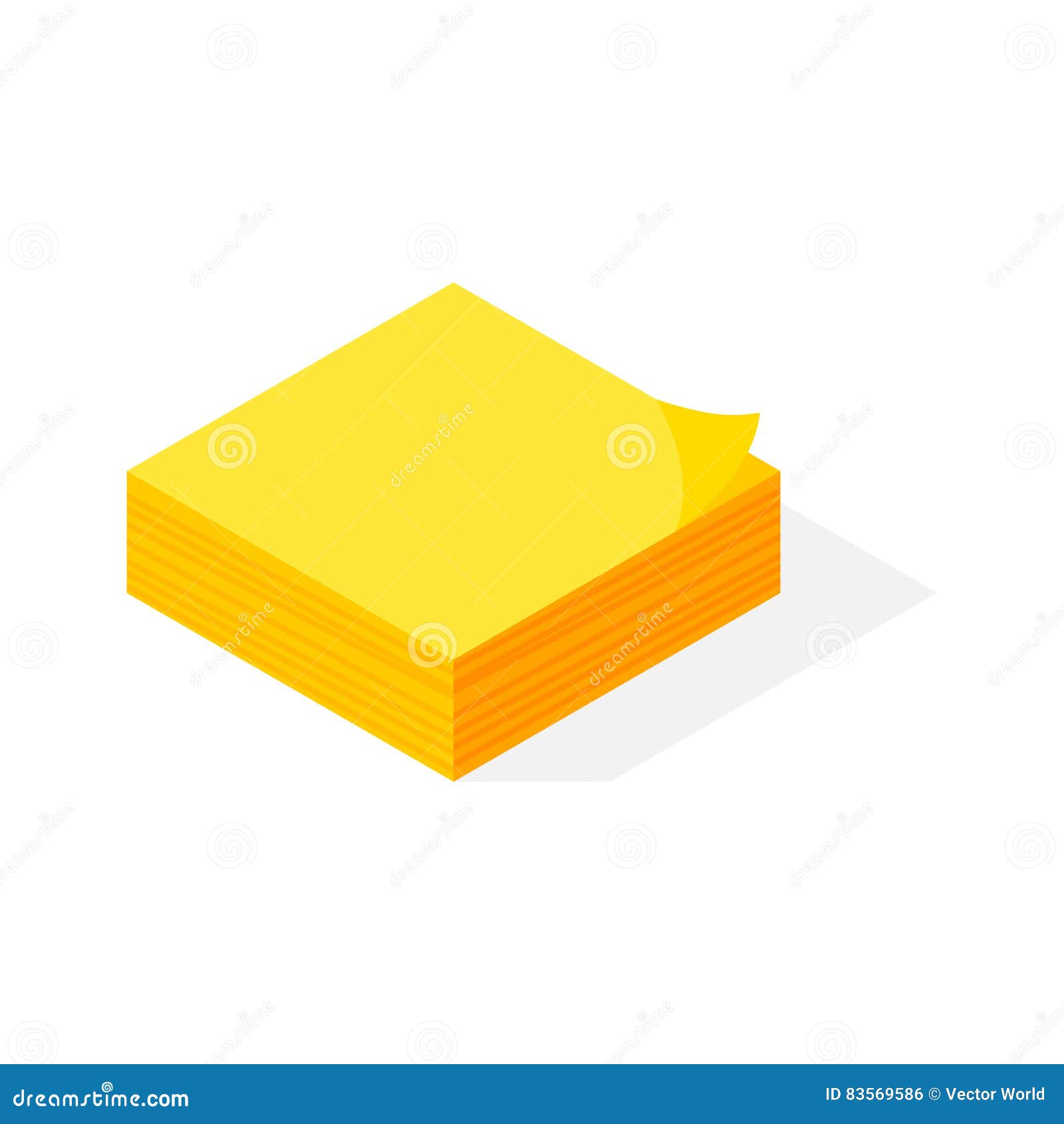 Isometric Yellow Sticker Paper Note Vector. Stock Vector - Illustration ...