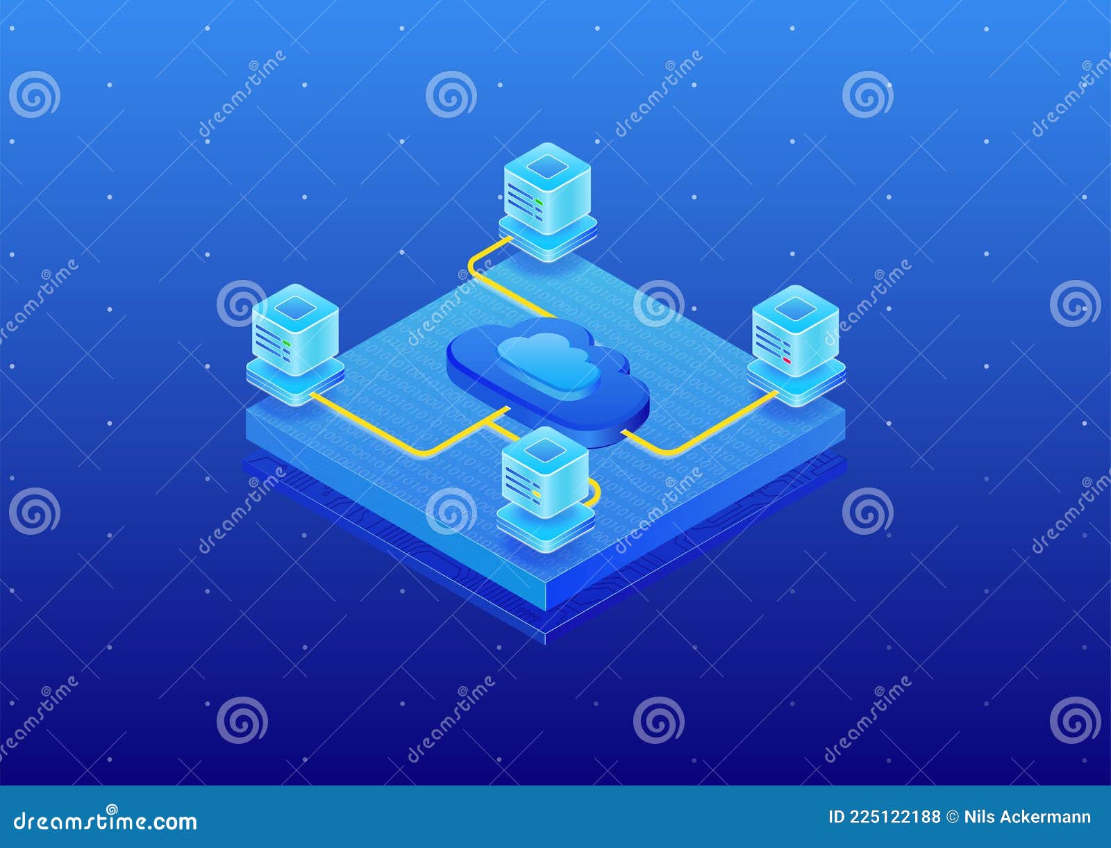Cloud Computing Platform with Data Centers. 3d Isometric Vector ...