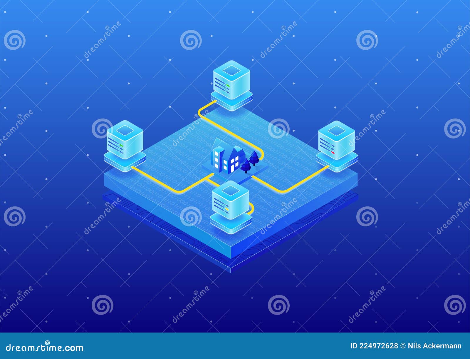 Concept of Automated Smart Home Connected To Cloud Data Centers. 3D ... Concept of Automated Smart Home Connected To Cloud Data Centers. 3D ...