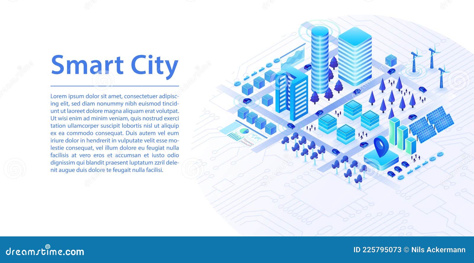 Smart City Concept As 3d Isometric Vector Illustration. Connected ...