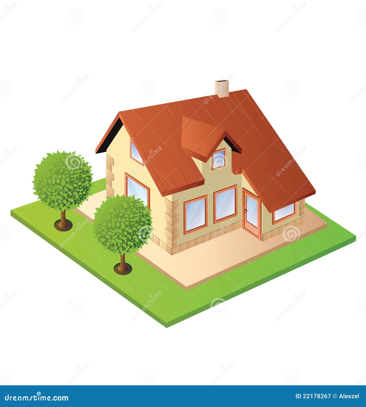 Isometrisch huis vector illustratie. Illustration of isometrisch - 22178267