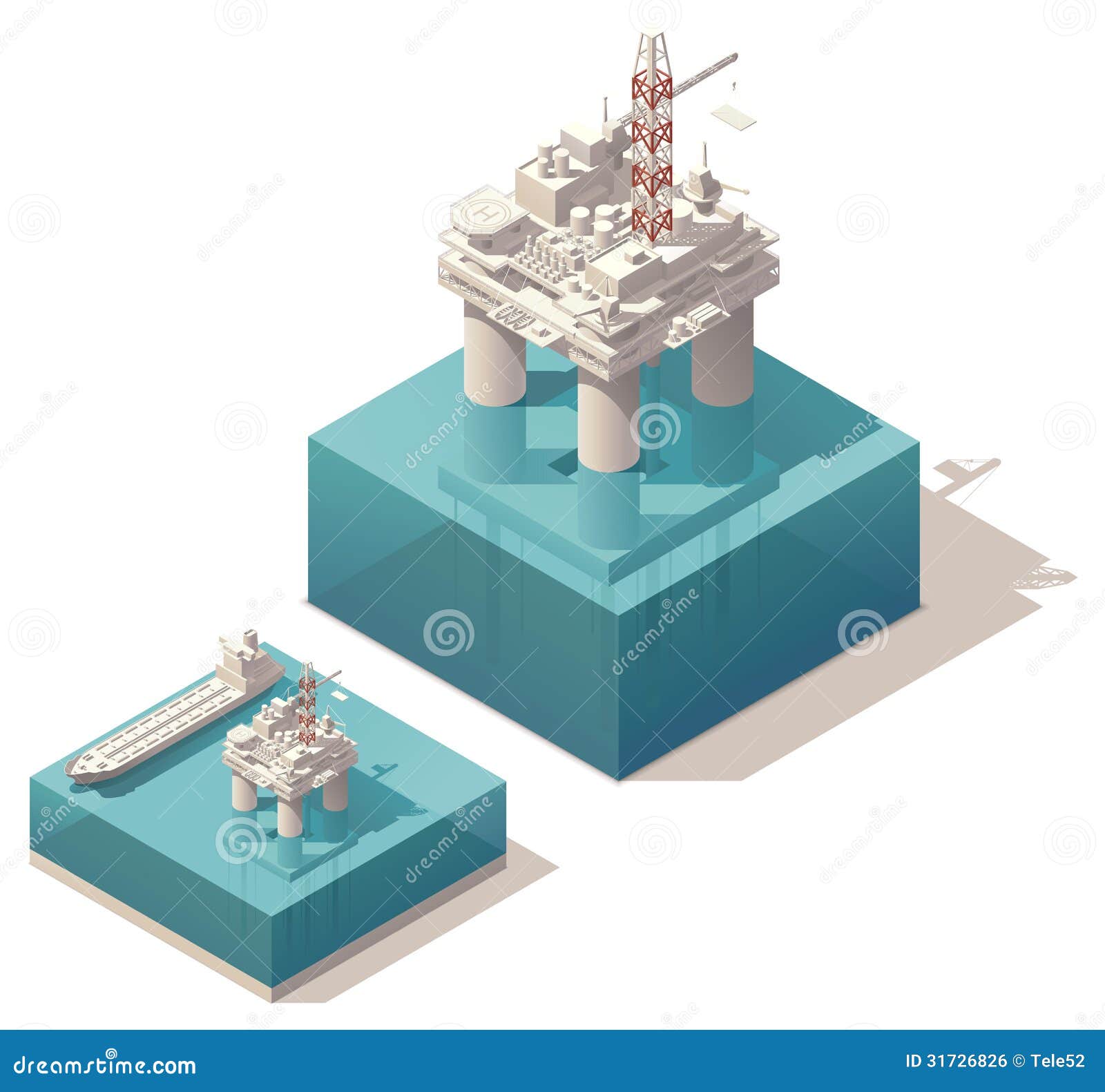 Isometrische Bohrinsel vektor abbildung. Illustration von produktion ...