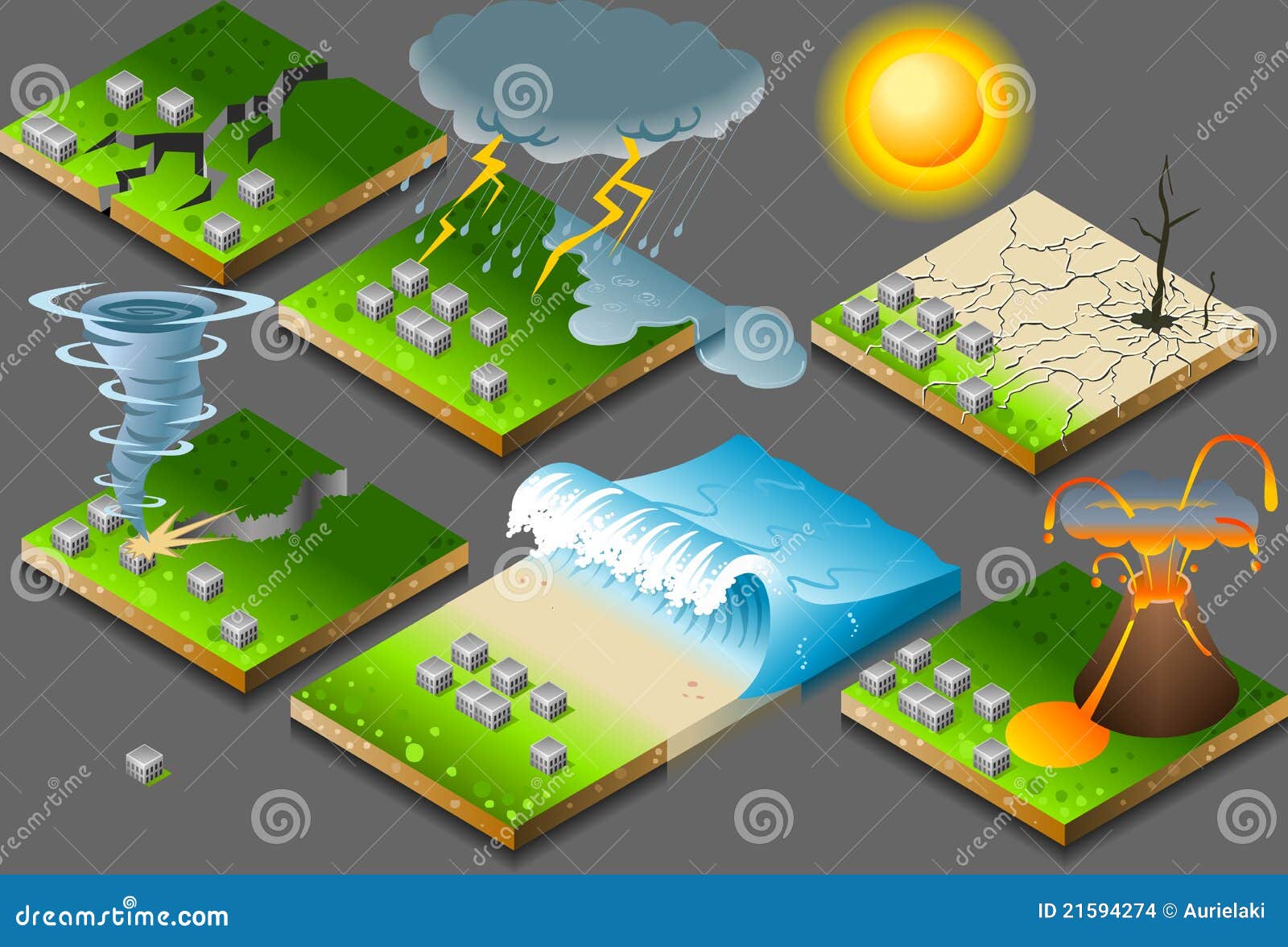 Isometrische natuurramp vector illustratie. Illustration of droogte ...