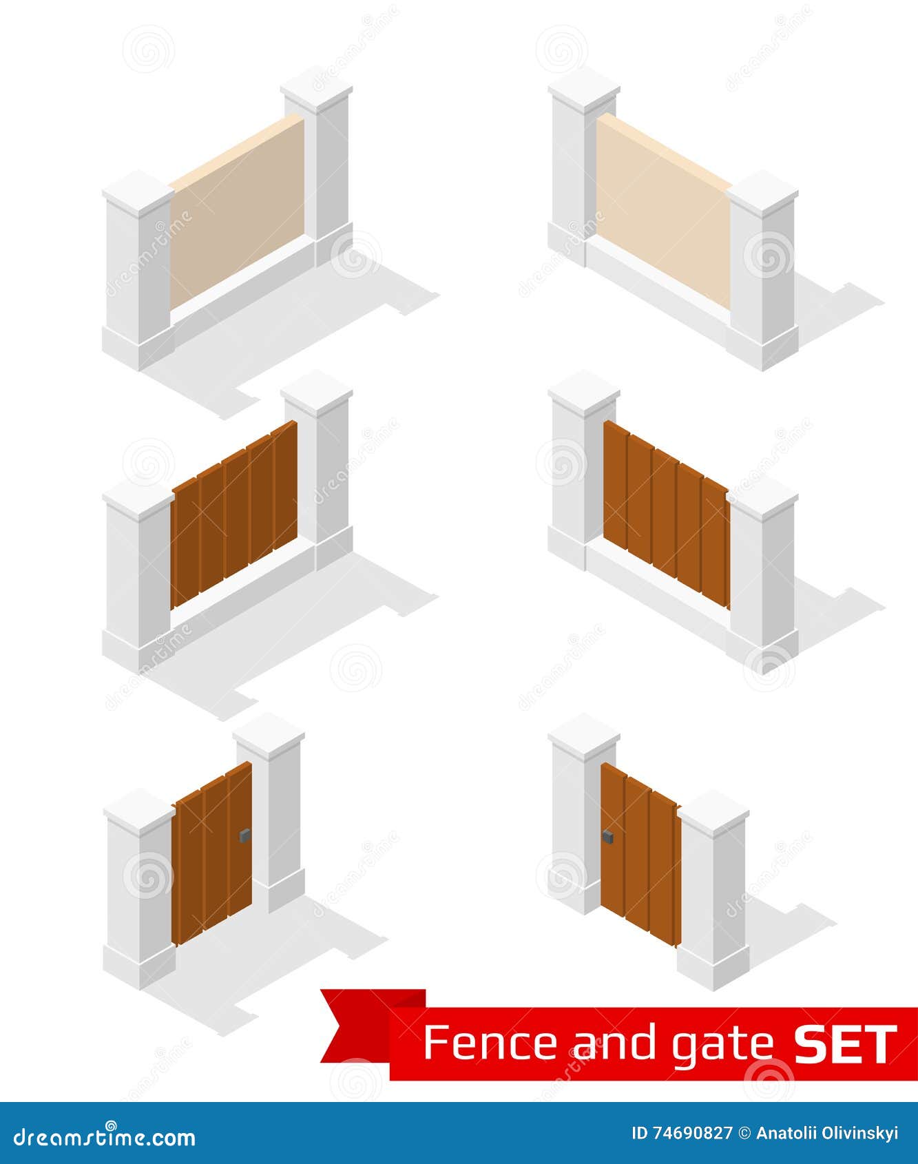 Isometrische Omheining En Poort Vector Illustratie - Illustration of ...