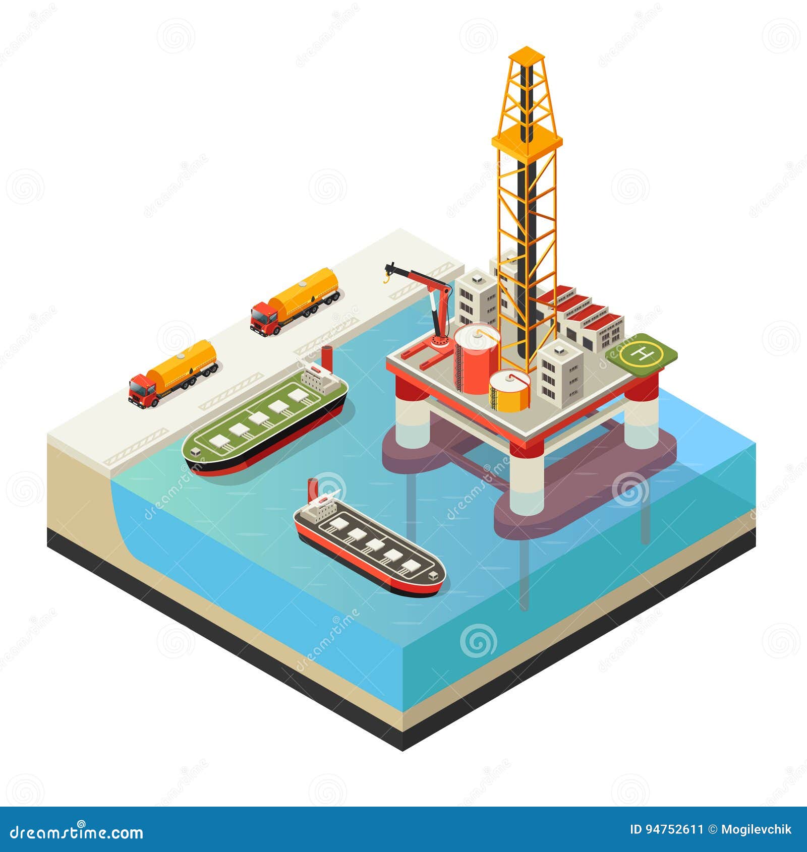 Isometrisches Wasser-Bohrinsel-Konzept Vektor Abbildung - Illustration ...