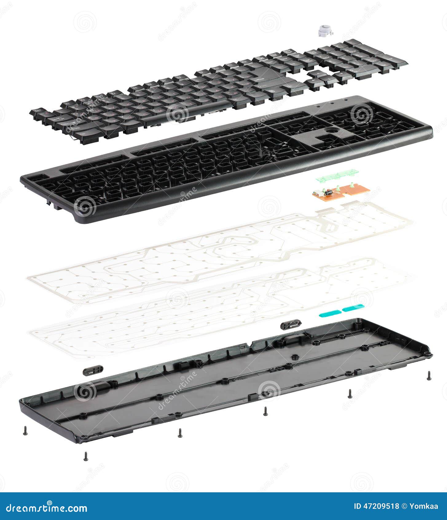 Isometry. Disassembled Keyboard Isolated on White Background Stock ...